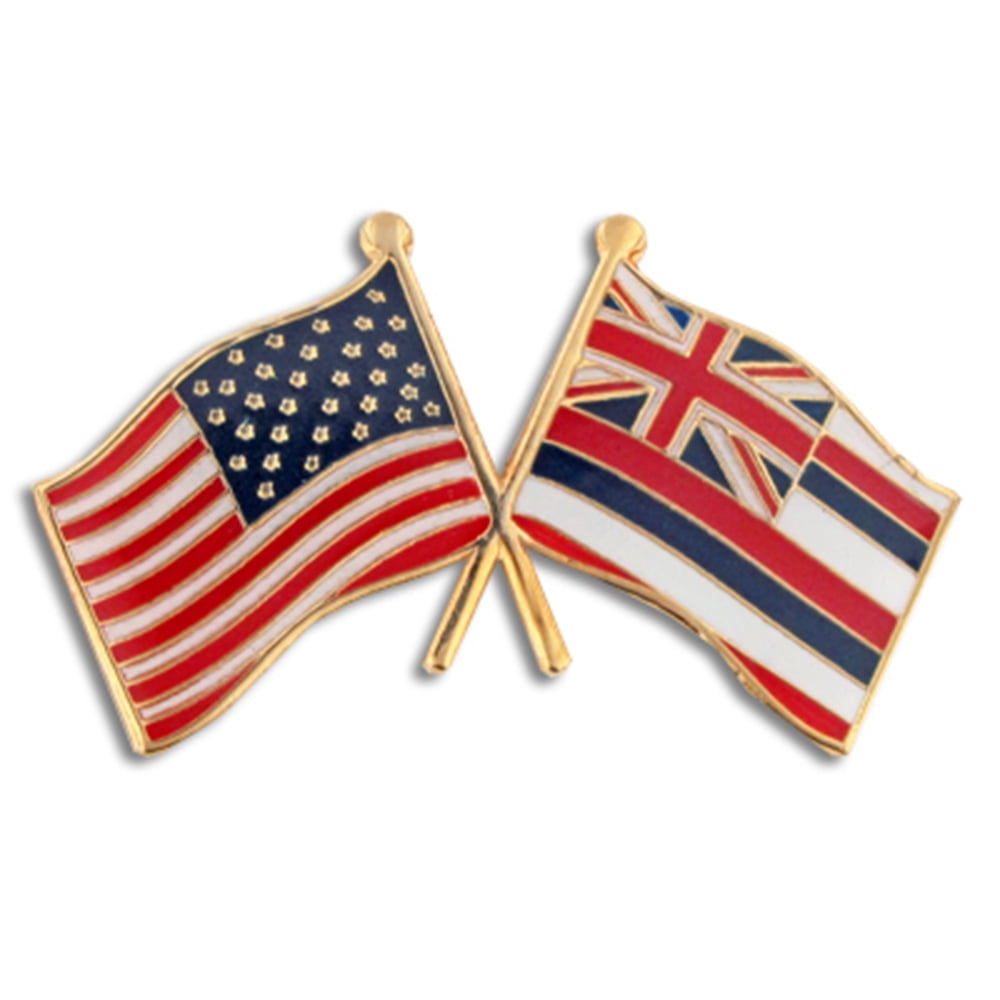 Hawaii and USA Crossed Friendship Flag Enamel Lapel Pin - Walmart.com