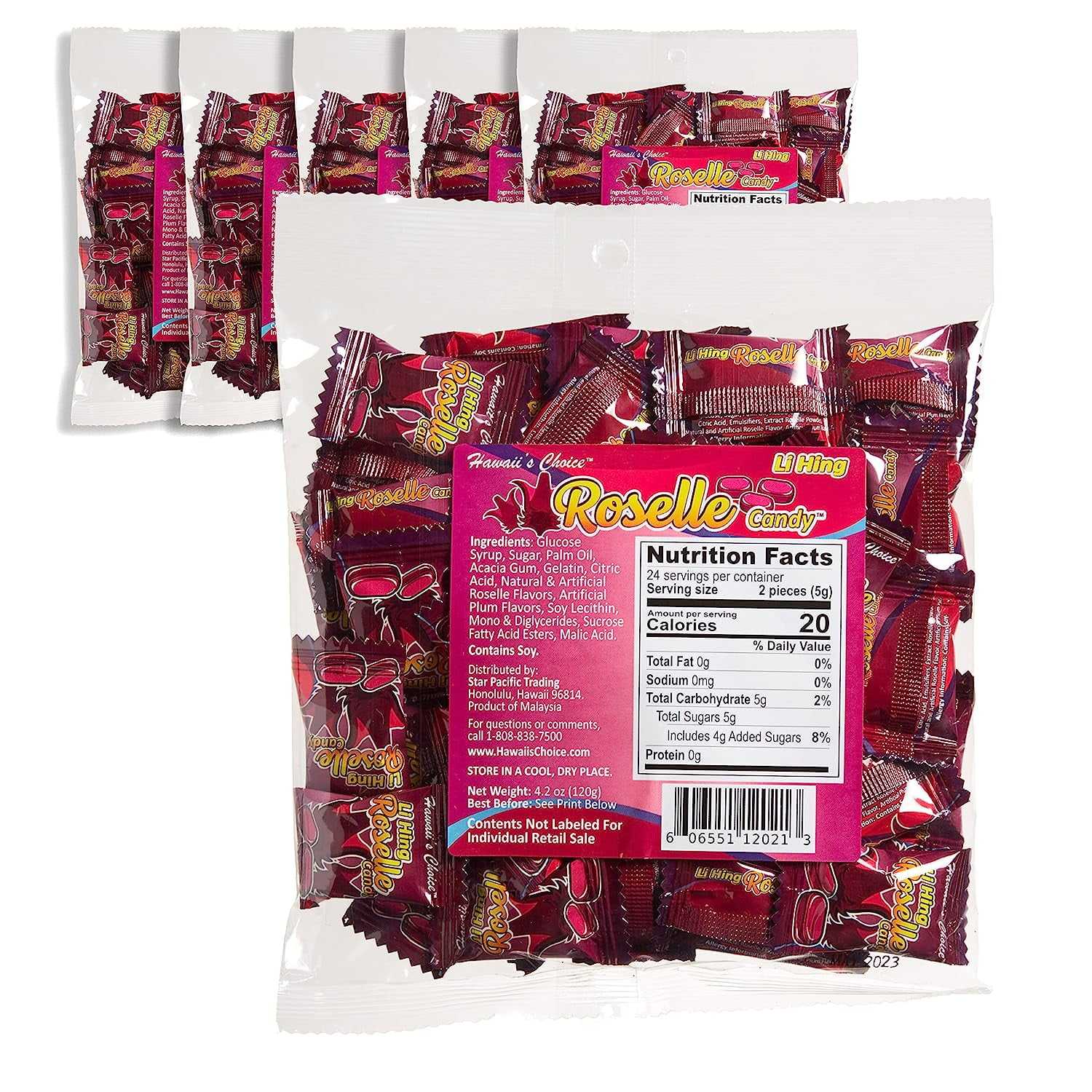 Hawaii's Choice Li Hing Mui Chewy Candies - 4.2 oz (120g) Bag | 6-Pack ...