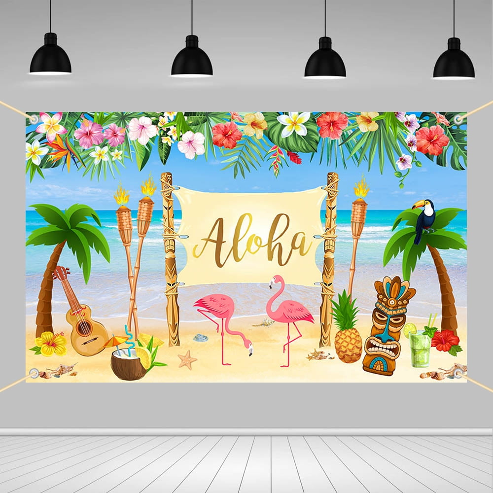 Hawaiian Aloha Banner Backdrop Summer Luau Beach Party Banner ...