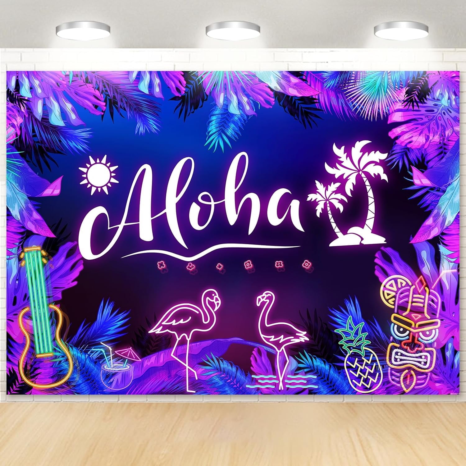 Hawaiian Aloha Luau Backdrop, 7X5FT Cloth Fabric Summer Tropical Tiki ...
