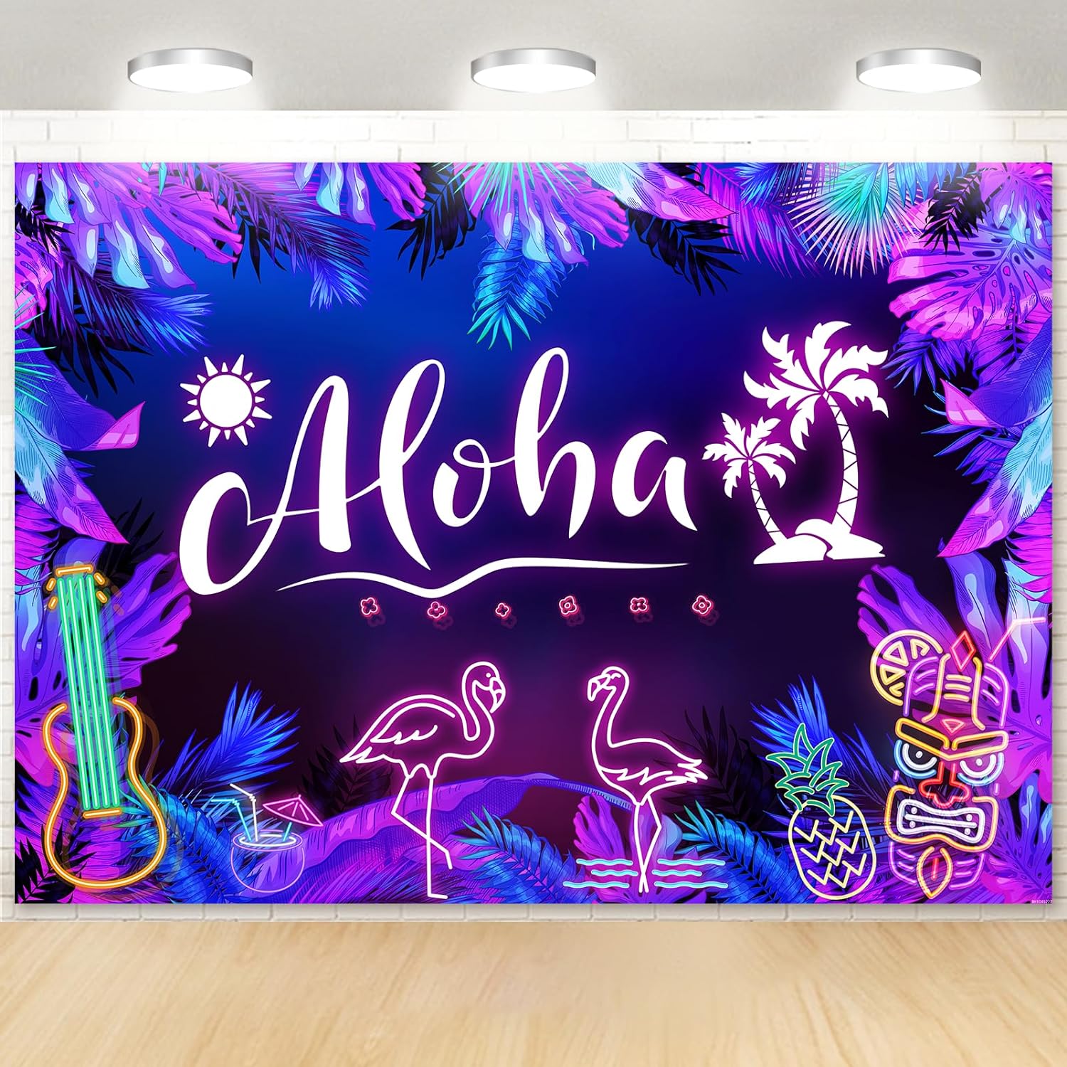 Hawaiian Aloha Luau Backdrop 7X5FT Cloth Fabric Summer Tropical Tiki ...
