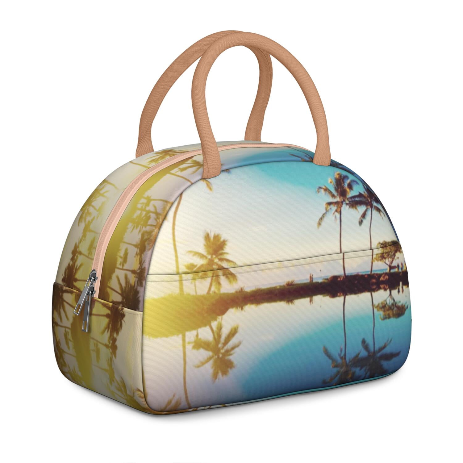 Hawaiian Aloha Lunch Box, Reusable Thermal Cooler Bag with Palm Leaf ...