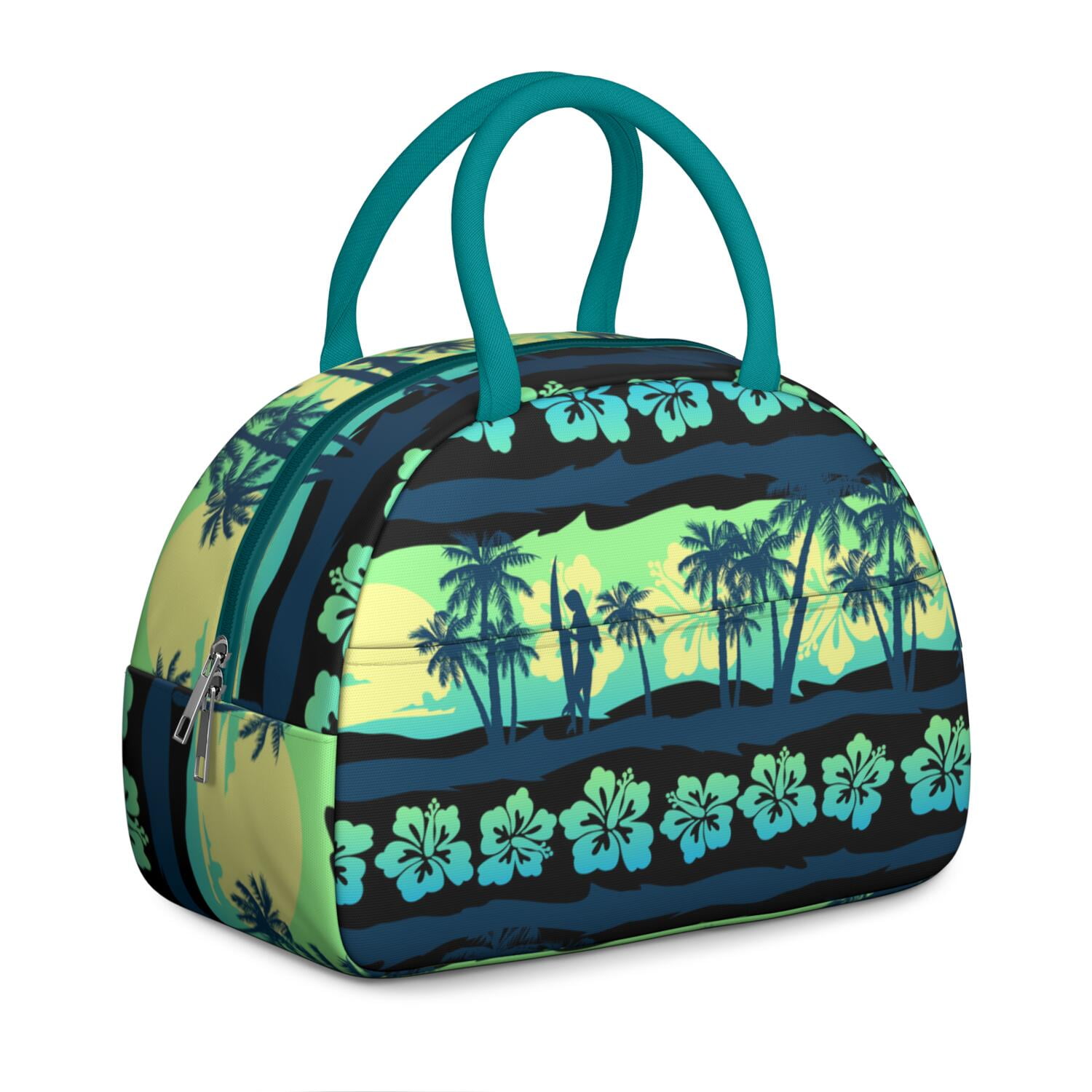 Hawaiian Aloha Lunch Box, Reusable Thermal Cooler Bag with Palm Leaf ...