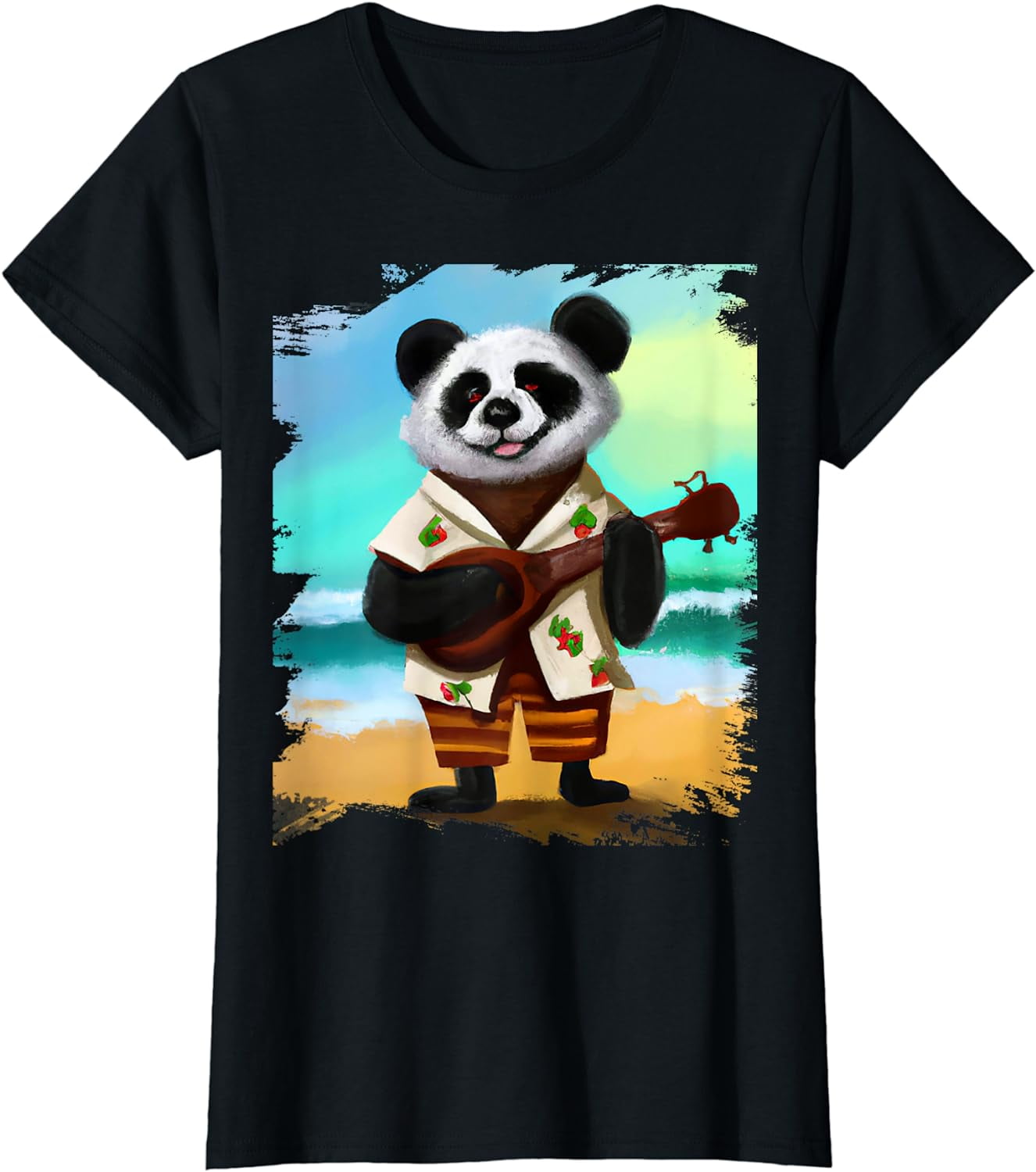 Hawaiian Aloha Panda Playing Ukulele Beach T-Shirt - Walmart.com