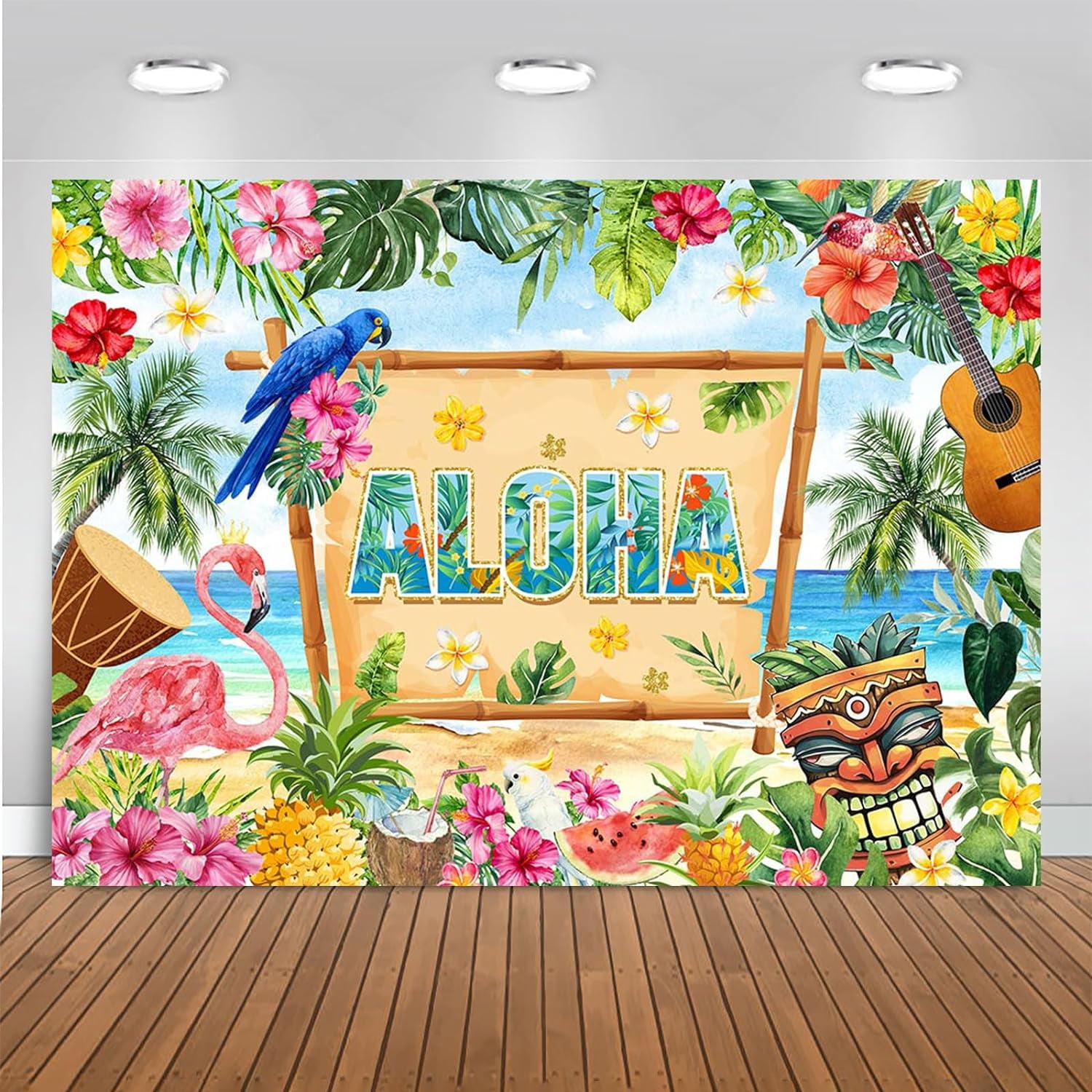 Hawaiian Aloha Party Backdrop Tropical Hawaiian Summer Party ...