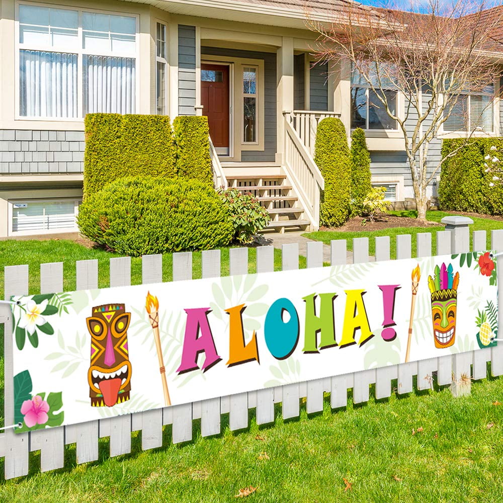 Hawaiian Aloha Party Banner Decoration Luau Party Yard Sign Banners ...