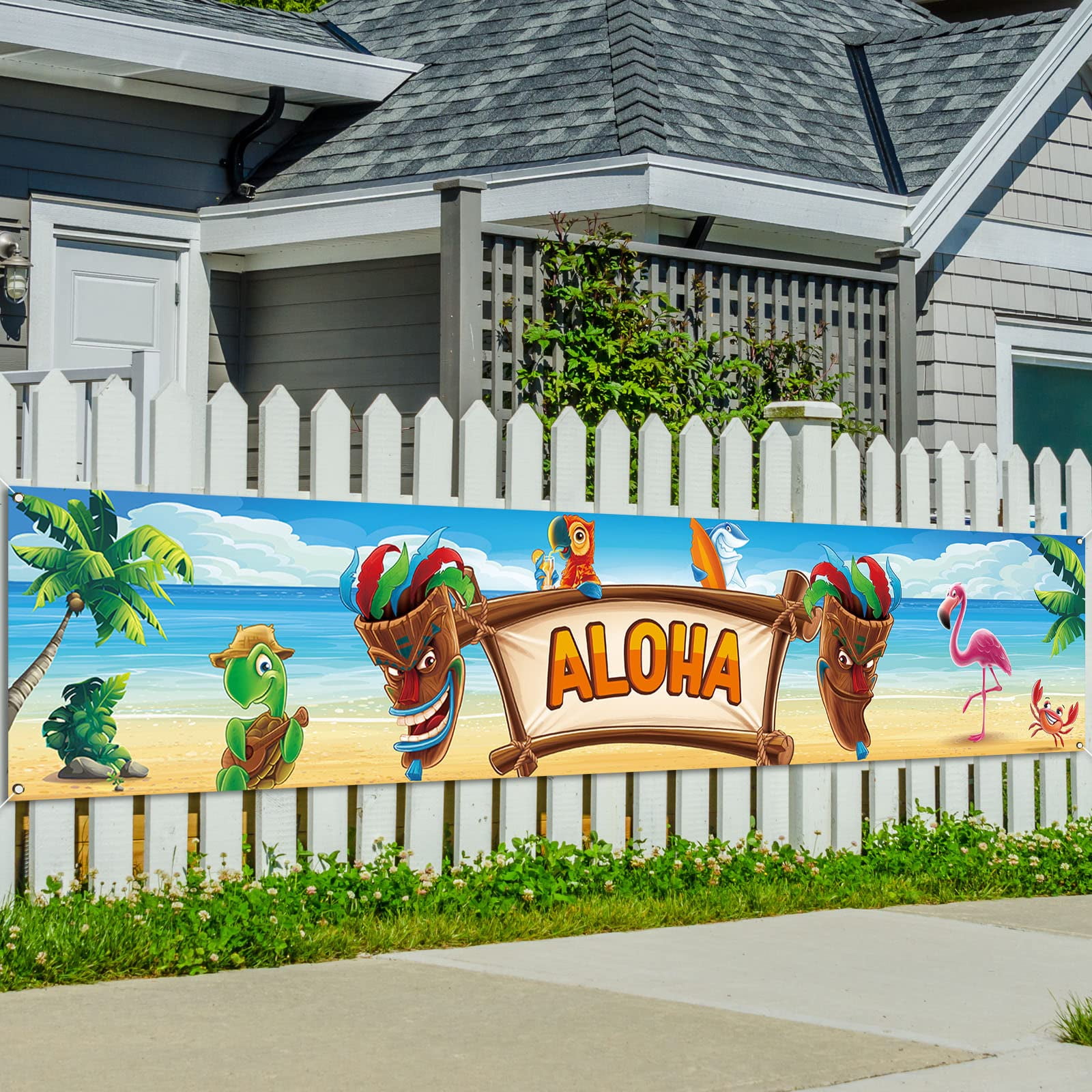 Hawaiian Aloha Party Banner Decoration Luau Party Yard Sign Banners ...