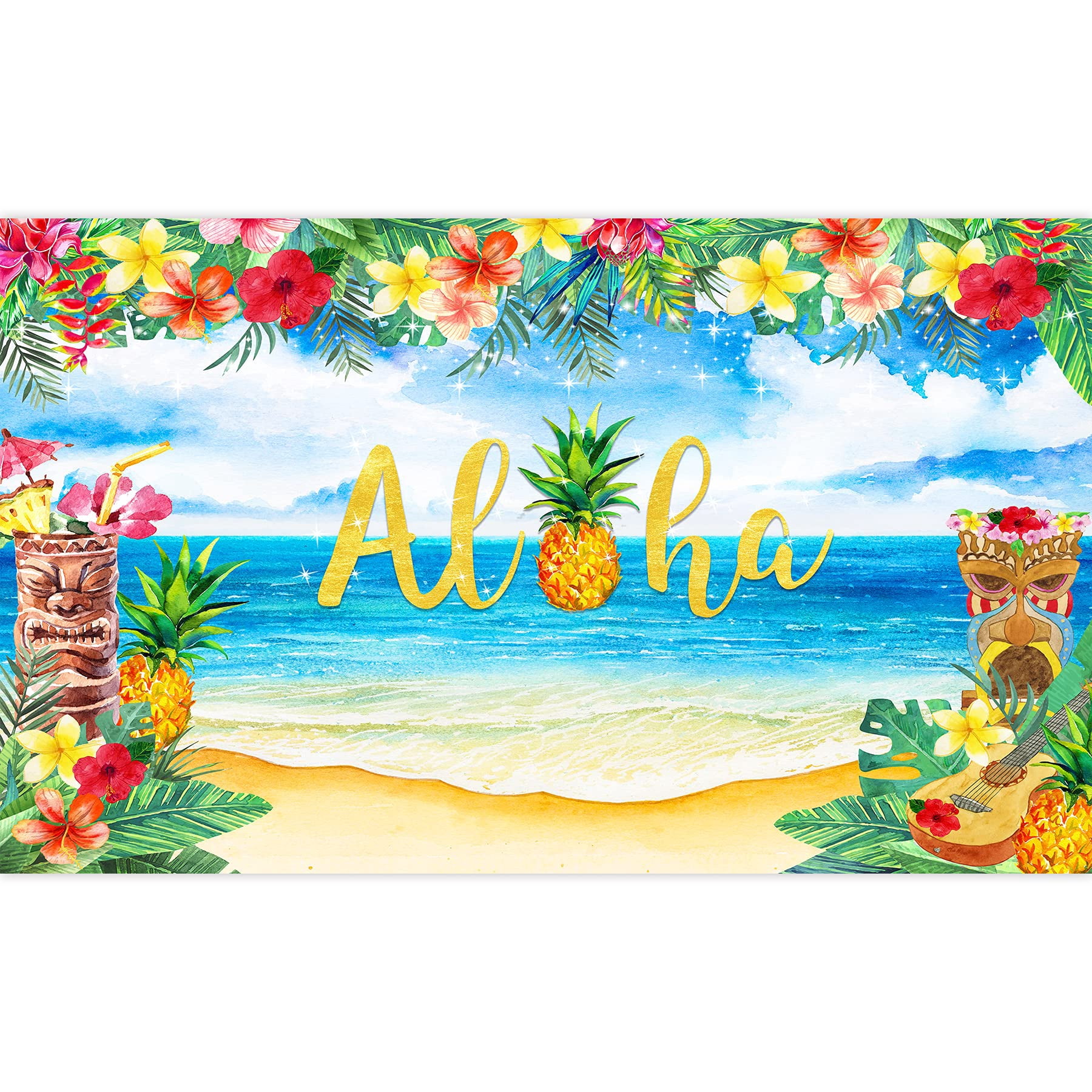 Hawaiian Aloha Party Banner Decoration Luau Party Yard Sign Banners ...