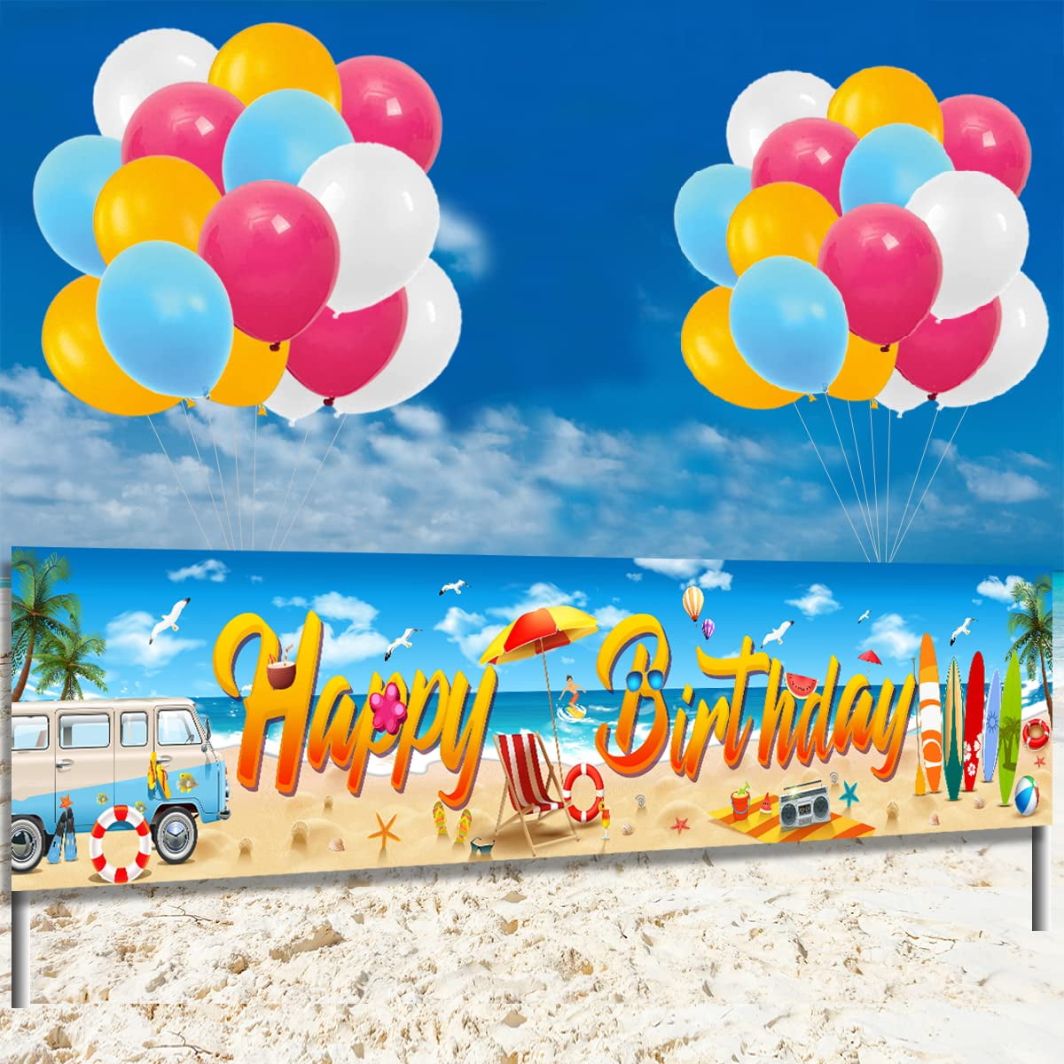 Hawaiian Aloha Party Banner ration Luau Party Yard Sign Banners Photo ...