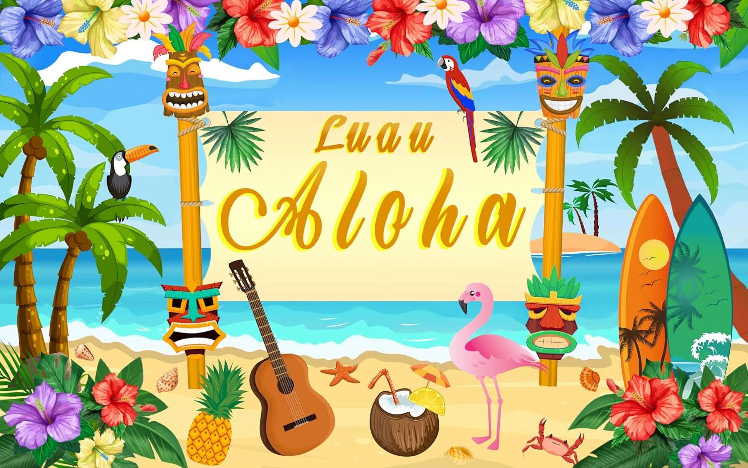 Hawaiian Aloha Party Decoration Tropical Beach Luau Party Backdrop ...