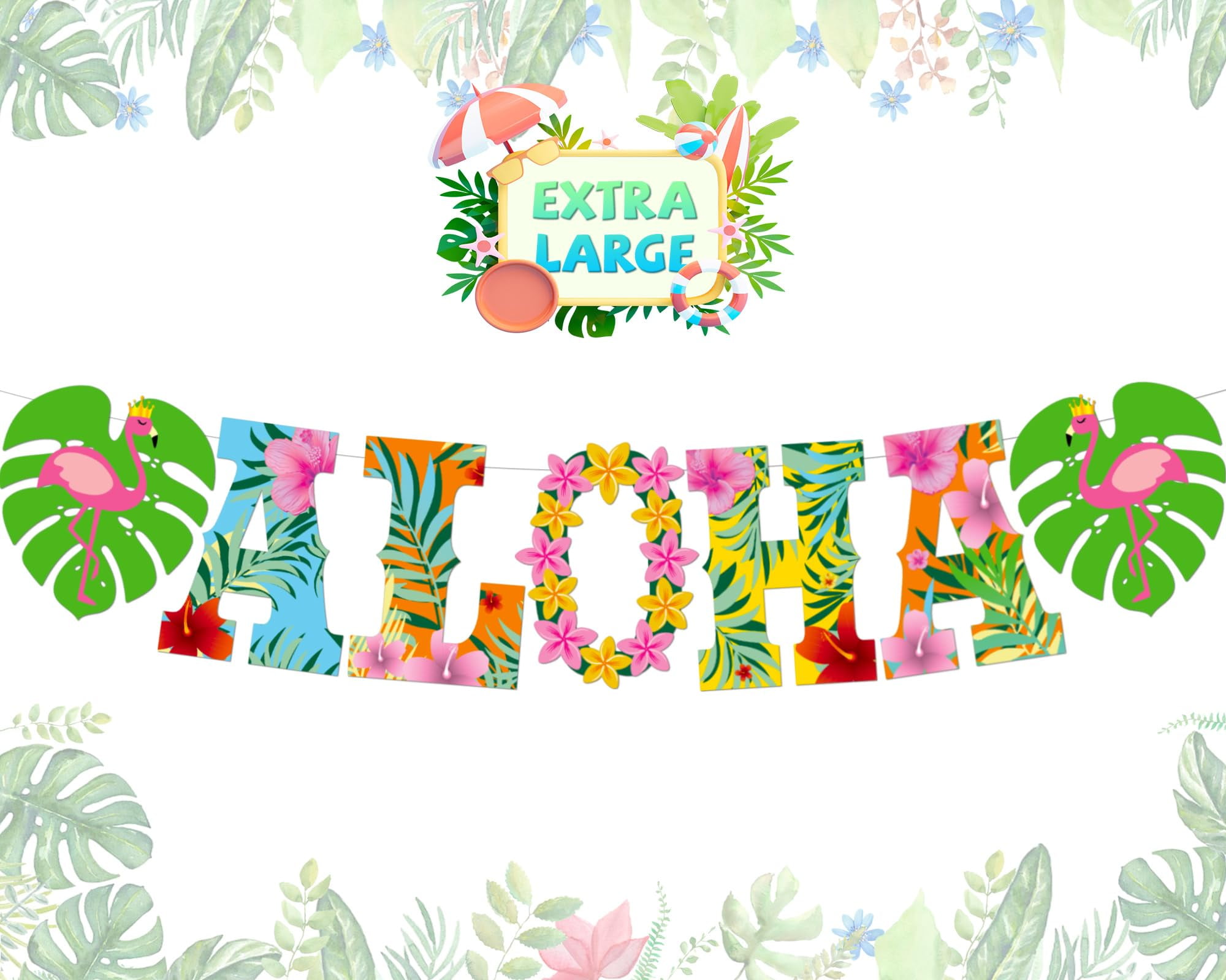 Hawaiian Aloha PartyTRDN Decorations, Extrelarge Aloha Sign Banner ...