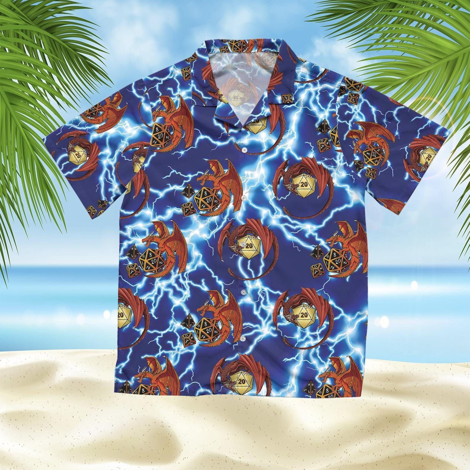 Hawaiian Aloha Shirts Dragon And Dice title - Walmart.com