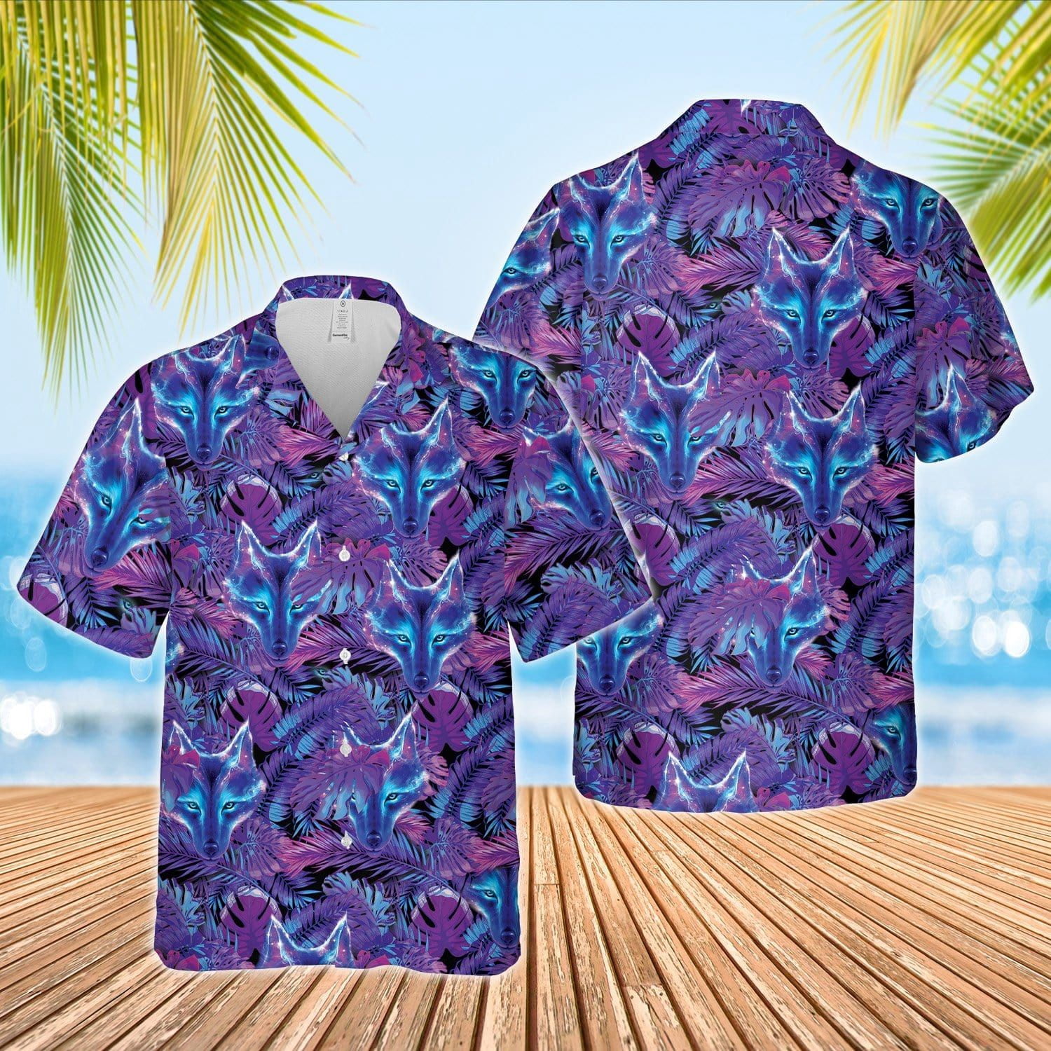 Hawaiian Aloha Shirts Wolf Mysterious title - Walmart.com