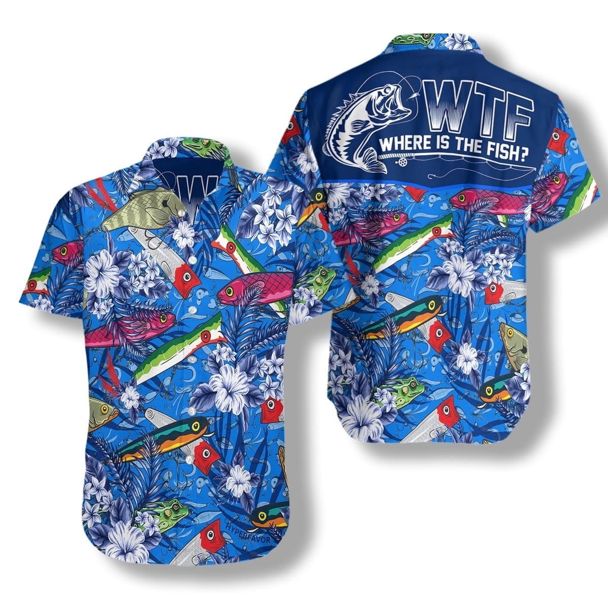Hawaiian Aloha Shirts Wtf Where The Fish Fishing title - Walmart.com