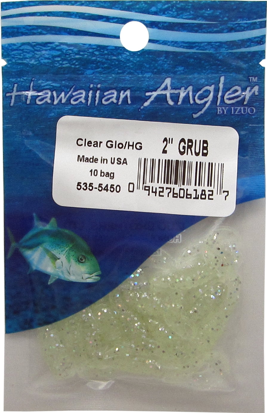 Hawaiian Angler 2" Grub Soft Bait, Clear Glow, 10-Pack - Walmart.com