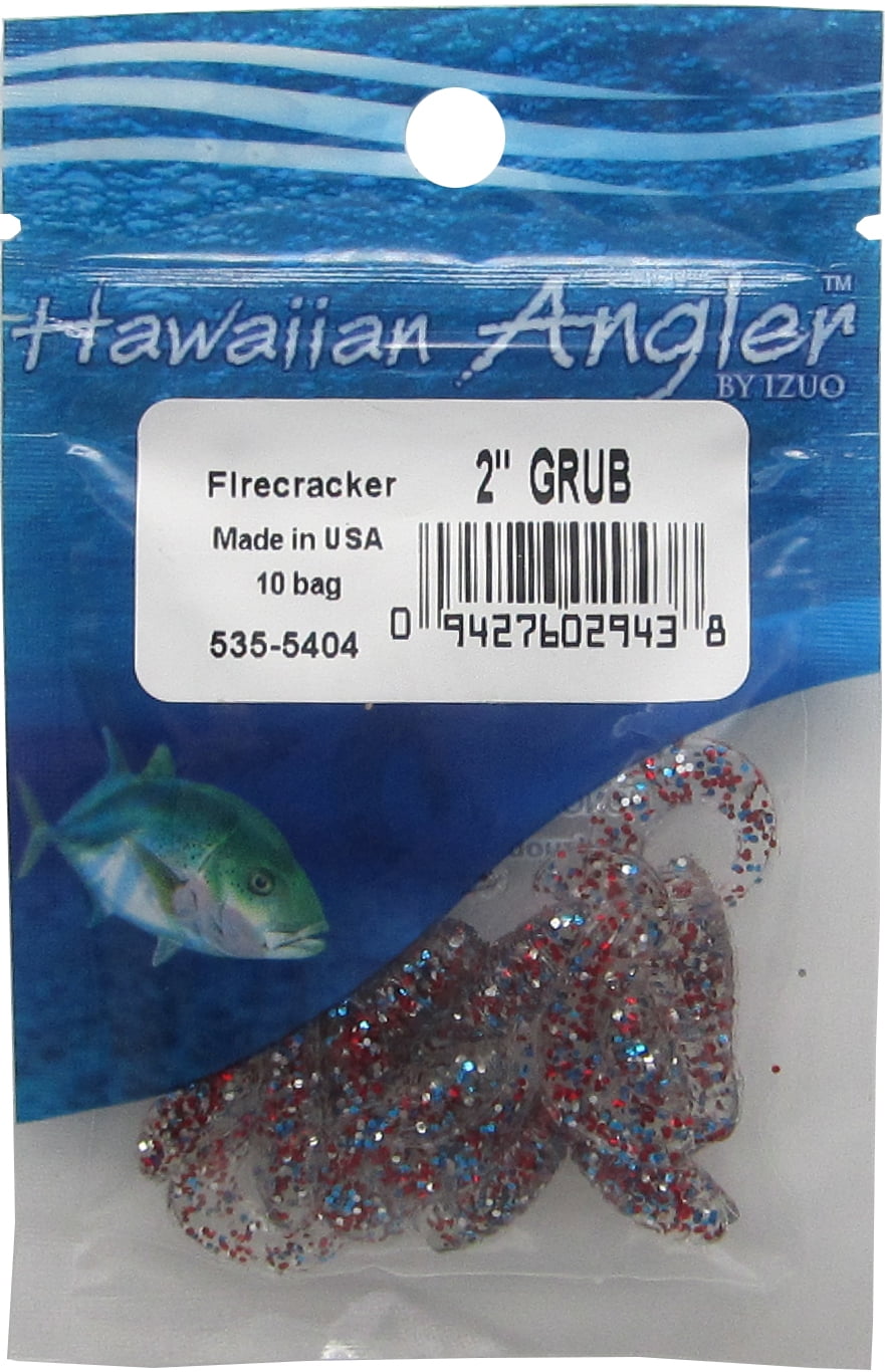 Hawaiian Angler Grub Fishing Lure, 2 inch, Firecracker, 10-pack ...