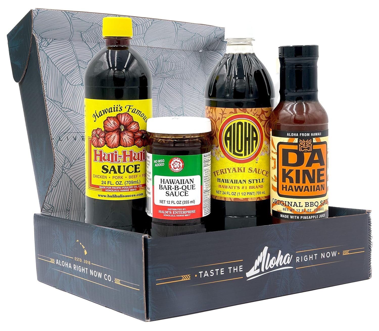 Hawaiian BBQ Sauce Sampler Box - Huli-Huli Sauce - Da Kine Hawaiian Barbeque Sauce - Halm's BBQ ...