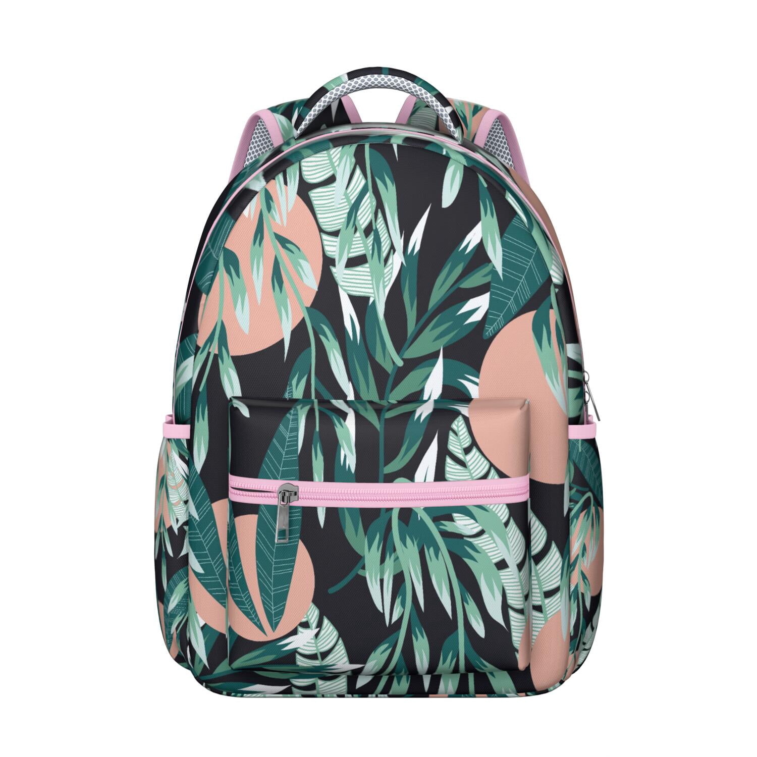 Hawaiian Backpack for Students Tropical Leaf, Jungle Leaves School Bag ...