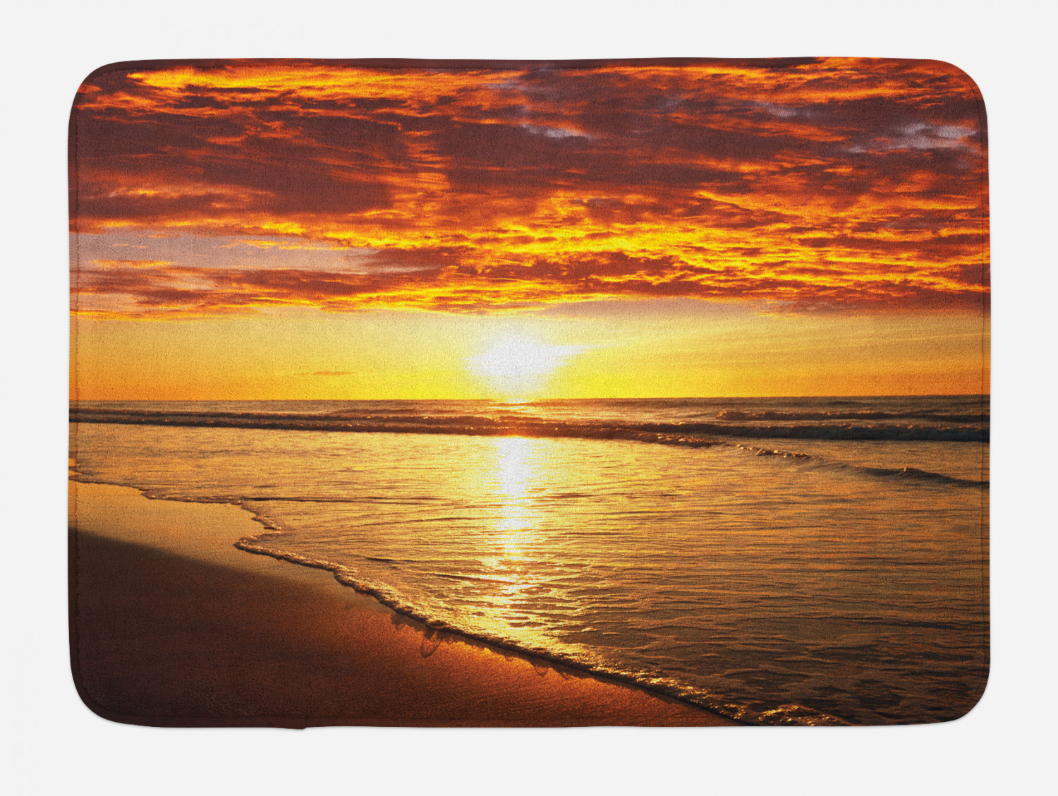 Hawaiian Bath Mat, Dramatic Sunset Scenery Calm Exotic Beach Ocean ...