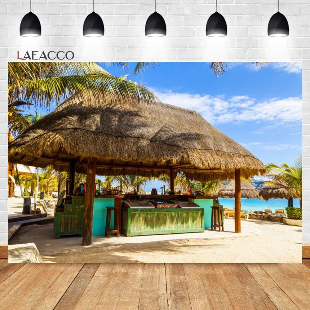 Hawaiian Beach Ocean Backdrop Summer Tropical Party Palm Tree Sea ...