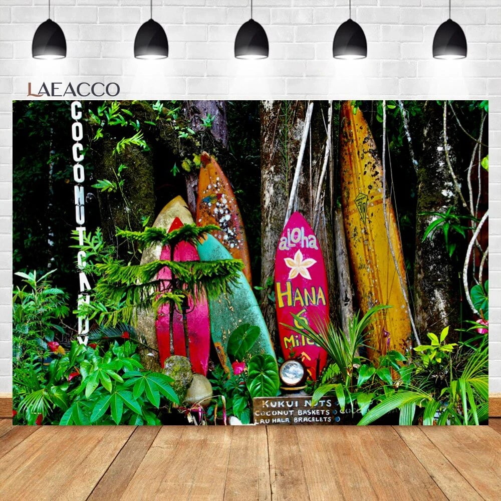 Hawaiian Beach Ocean Backdrop Summer Tropical Party Palm Tree Sea ...