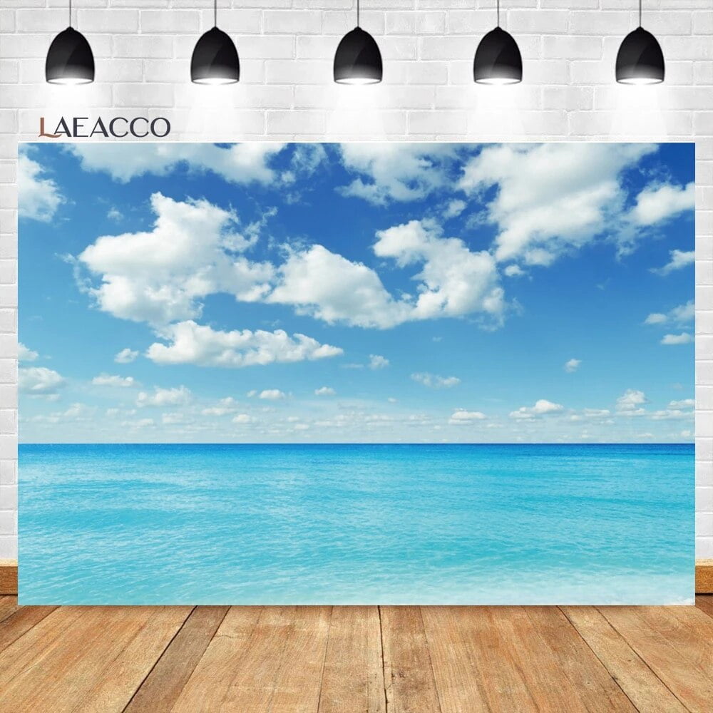 Hawaiian Beach Ocean Backdrop Summer Tropical Party Palm Tree Sea ...