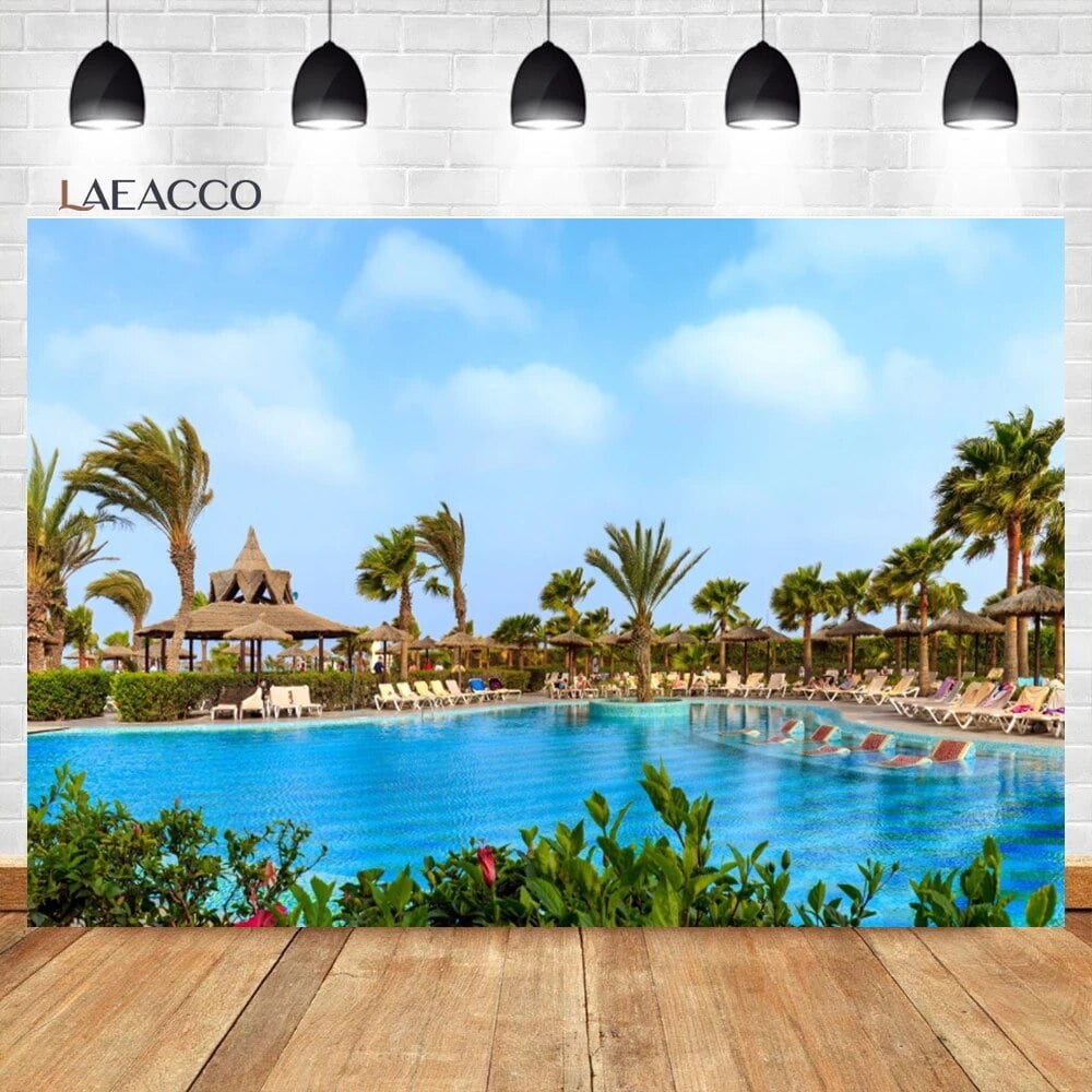 Hawaiian Beach Ocean Backdrop Summer Tropical Party Palm Tree Sea ...