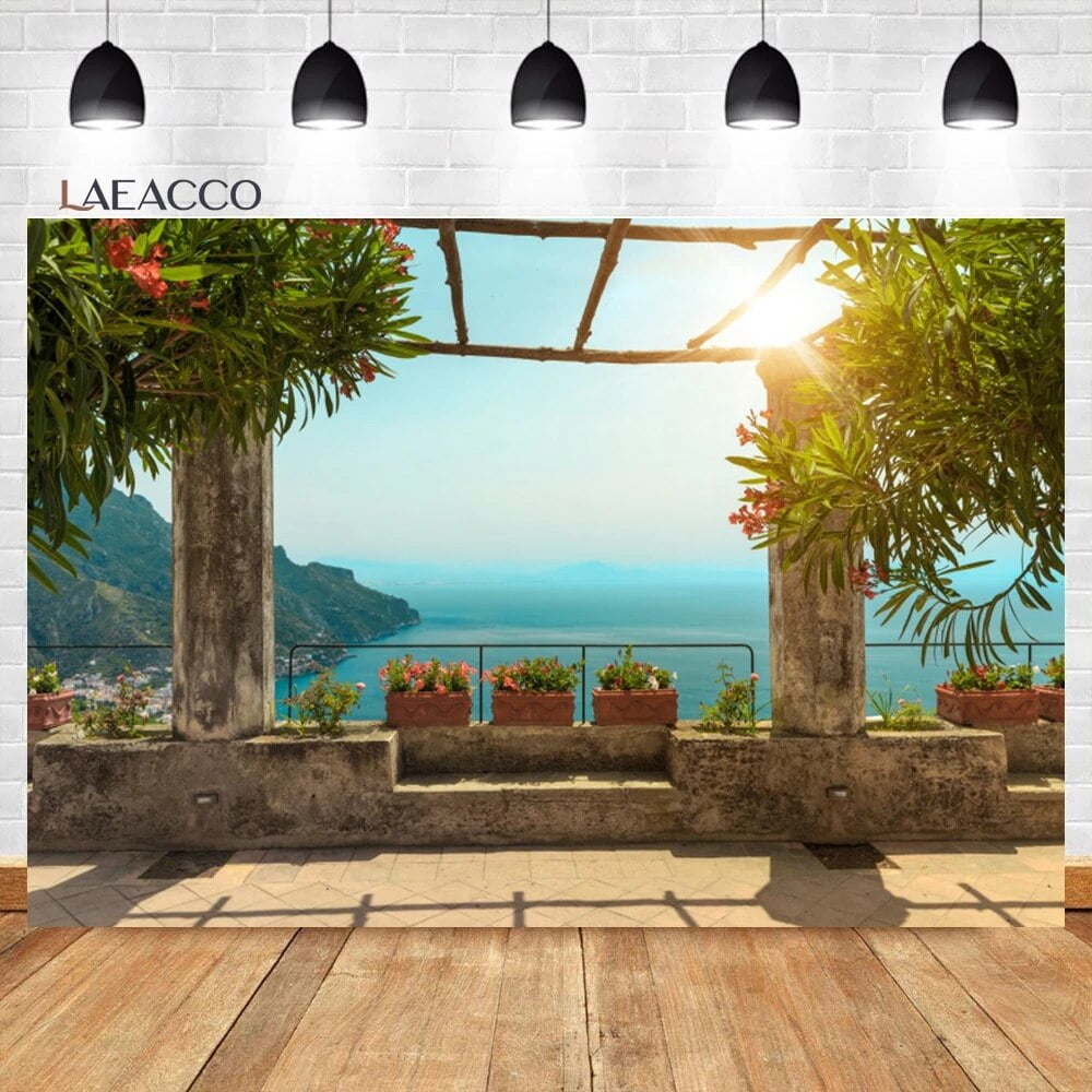 Hawaiian Beach Ocean Backdrop Summer Tropical Party Palm Tree Sea ...