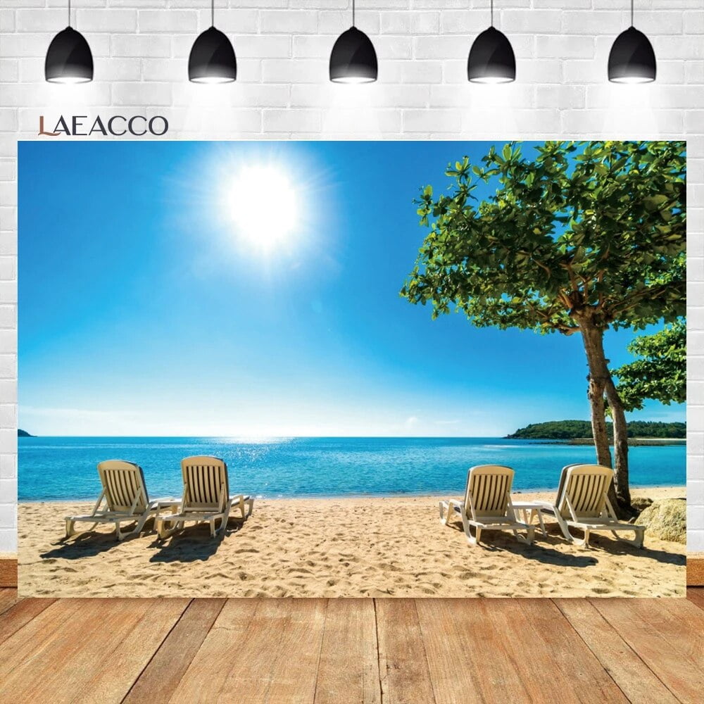 Hawaiian Beach Ocean Backdrop Summer Tropical Party Palm Tree Sea ...