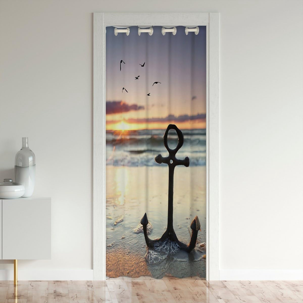Hawaiian Beach Palm Tree Sea Sunset Ocean Beach Door Curtains Closet ...