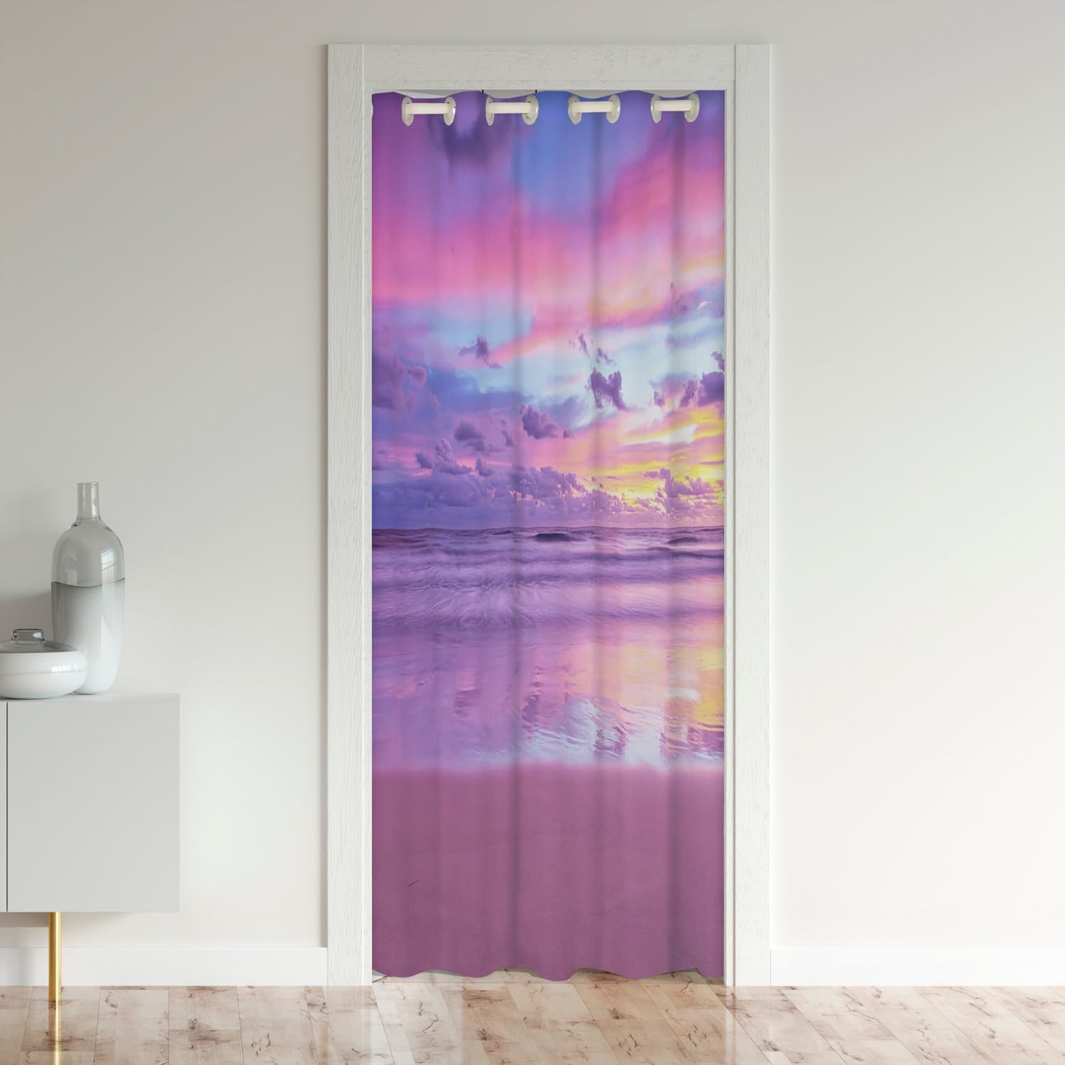 Hawaiian Beach Palm Tree Sea Sunset Ocean Beach Door Curtains Closet ...