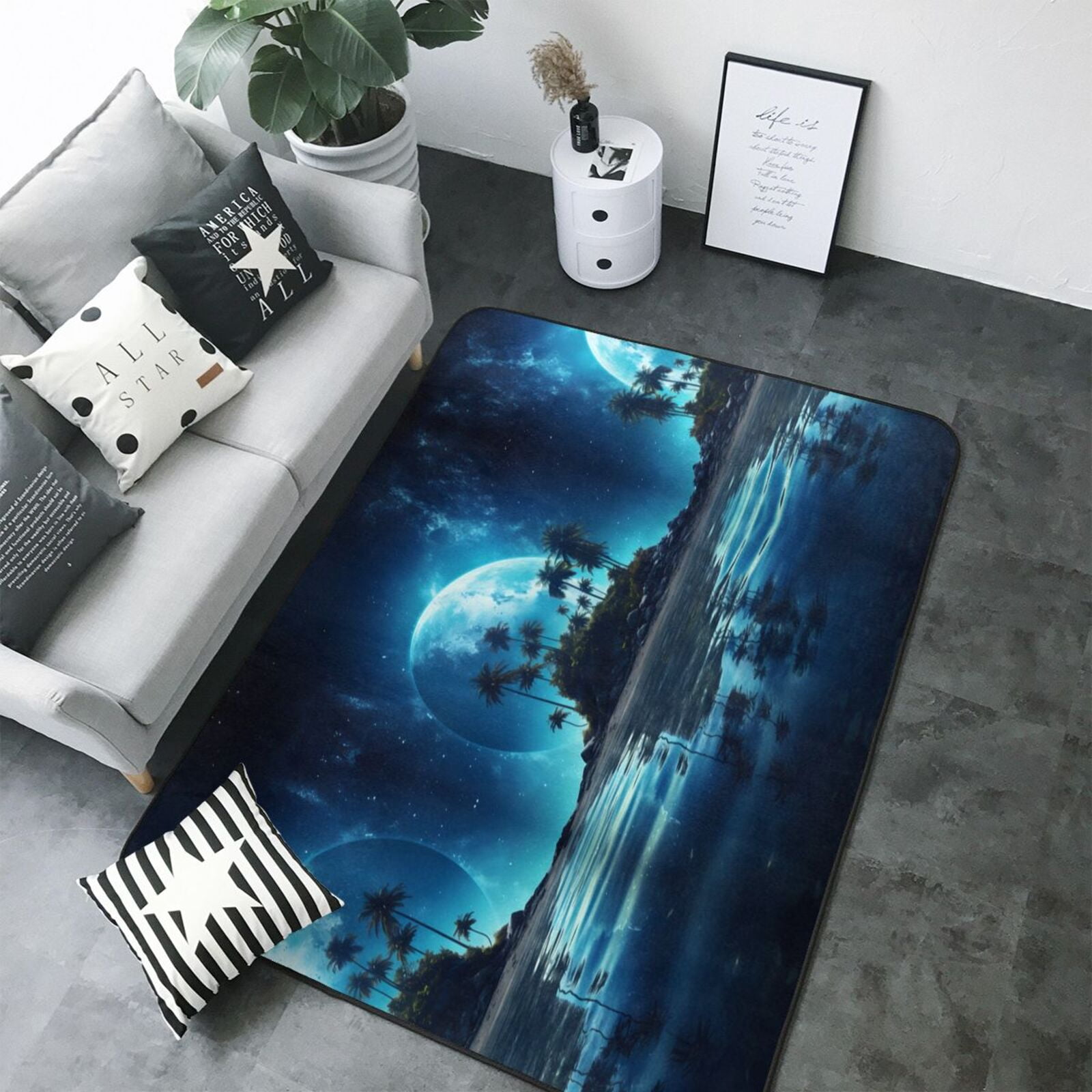 Hawaiian Beach Pirate Moon Area Rugs for Living Room Bedroom, 5x7 Soft ...