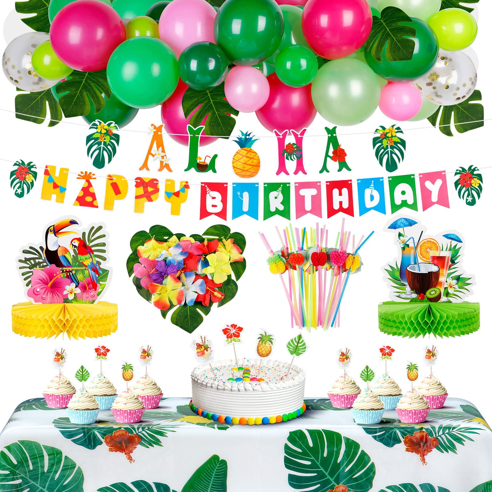 Hawaiian Birthday Party FEV6 Decorations, Hawaiian Beach Theme Party ...