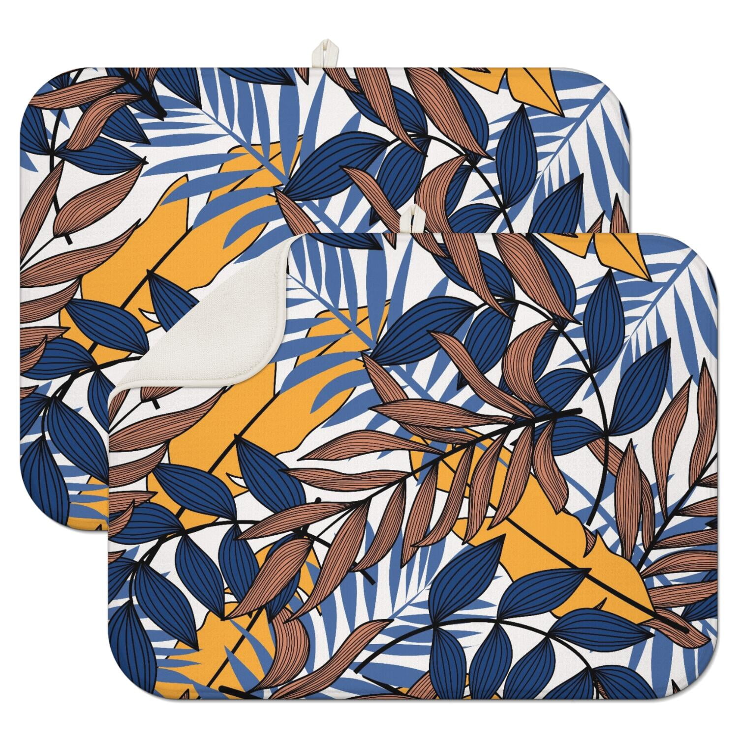 Hawaiian Botanical Dish Drying Mat – Tropical Leaf and Palm Inspired ...