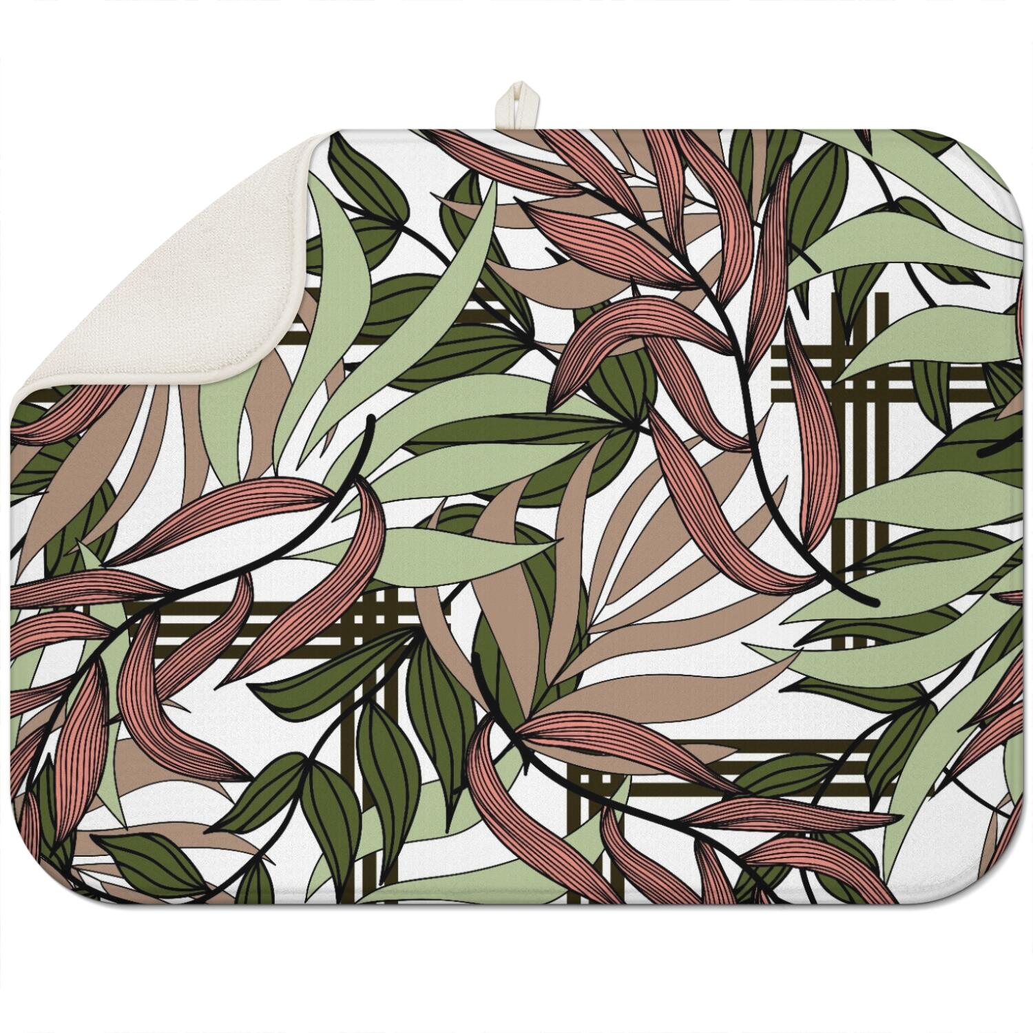 Hawaiian Botanical Dish Drying Mat – Tropical Leaf and Palm Inspired ...