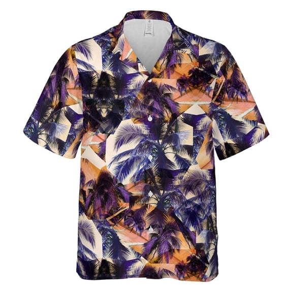 Hawaiian Camp Collar Button Down Shirt Scenic - Walmart.com