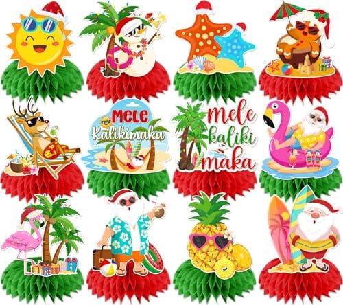 Hawaiian Christmas Decorations Honeycomb Centerpiece,Mele Kalikimaka ...