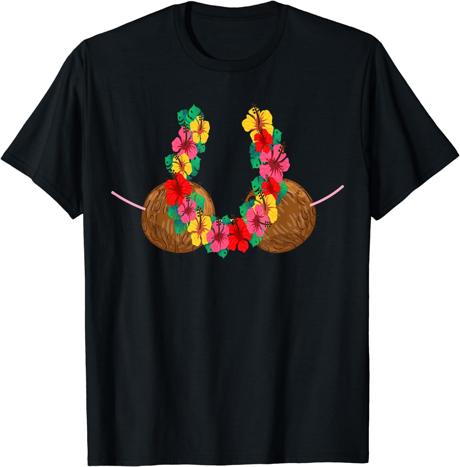 Hawaiian Coconut Bra Shirt | Hawaii Tropical Coco Tee Gift Black Large ...