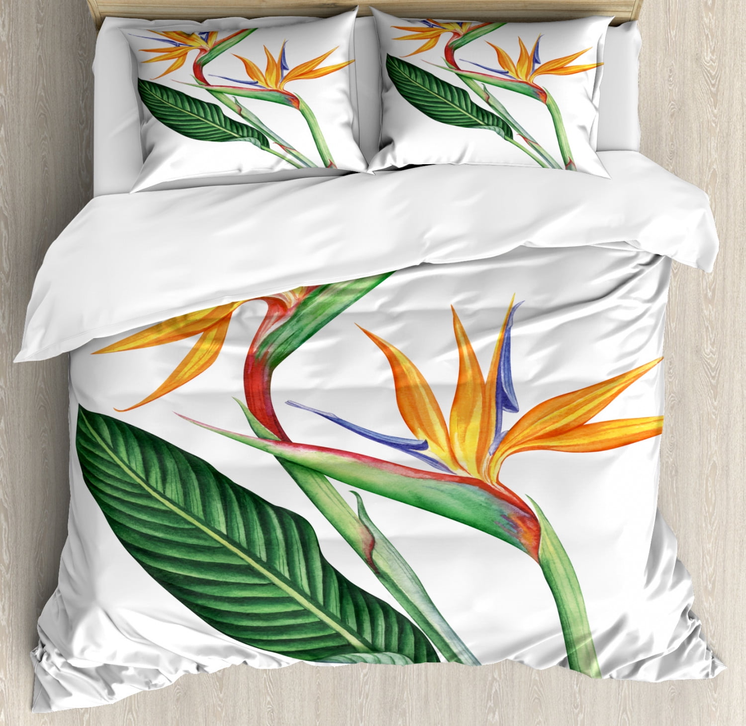 Hawaiian Colors Duvet Cover Set King Size, Tropical Painting of a Bird ...