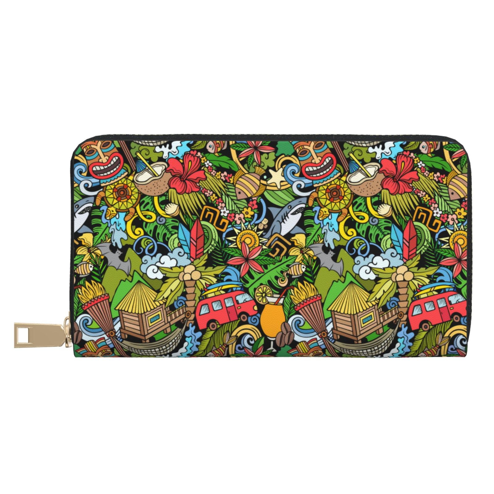 Hawaiian Culture Symbols 1 Wallet Women, Leather Bifold Multi Card ...