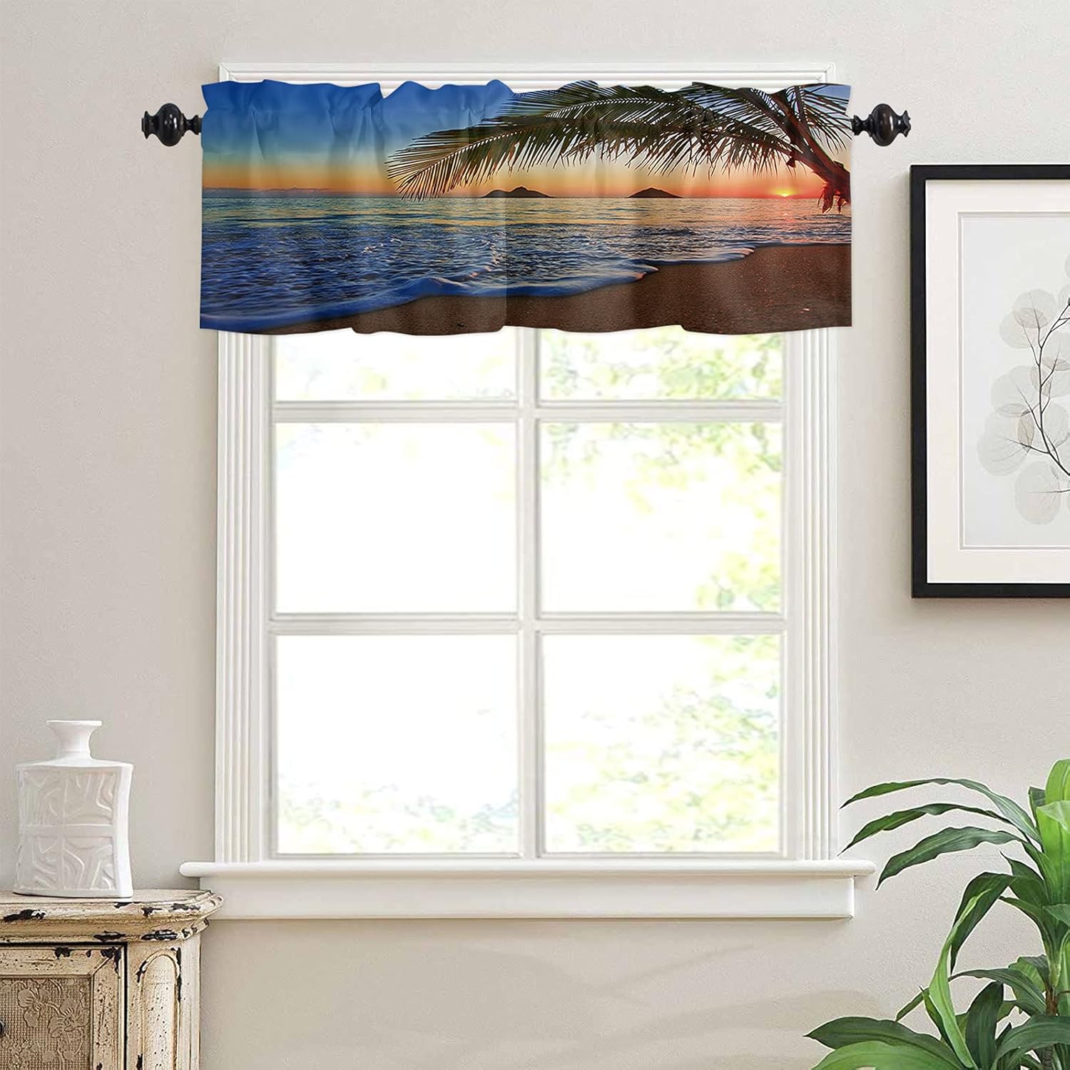 Hawaiian Curtain Valance for Windows/Kitchen/Bathroom, Short Rod Pocket ...