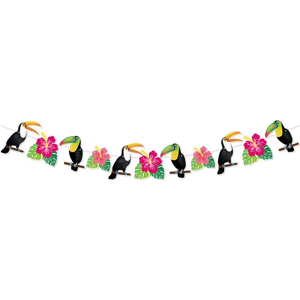 Hawaiian Decoration Banner Summer Beach Garlands Flamingo Flower Bird ...