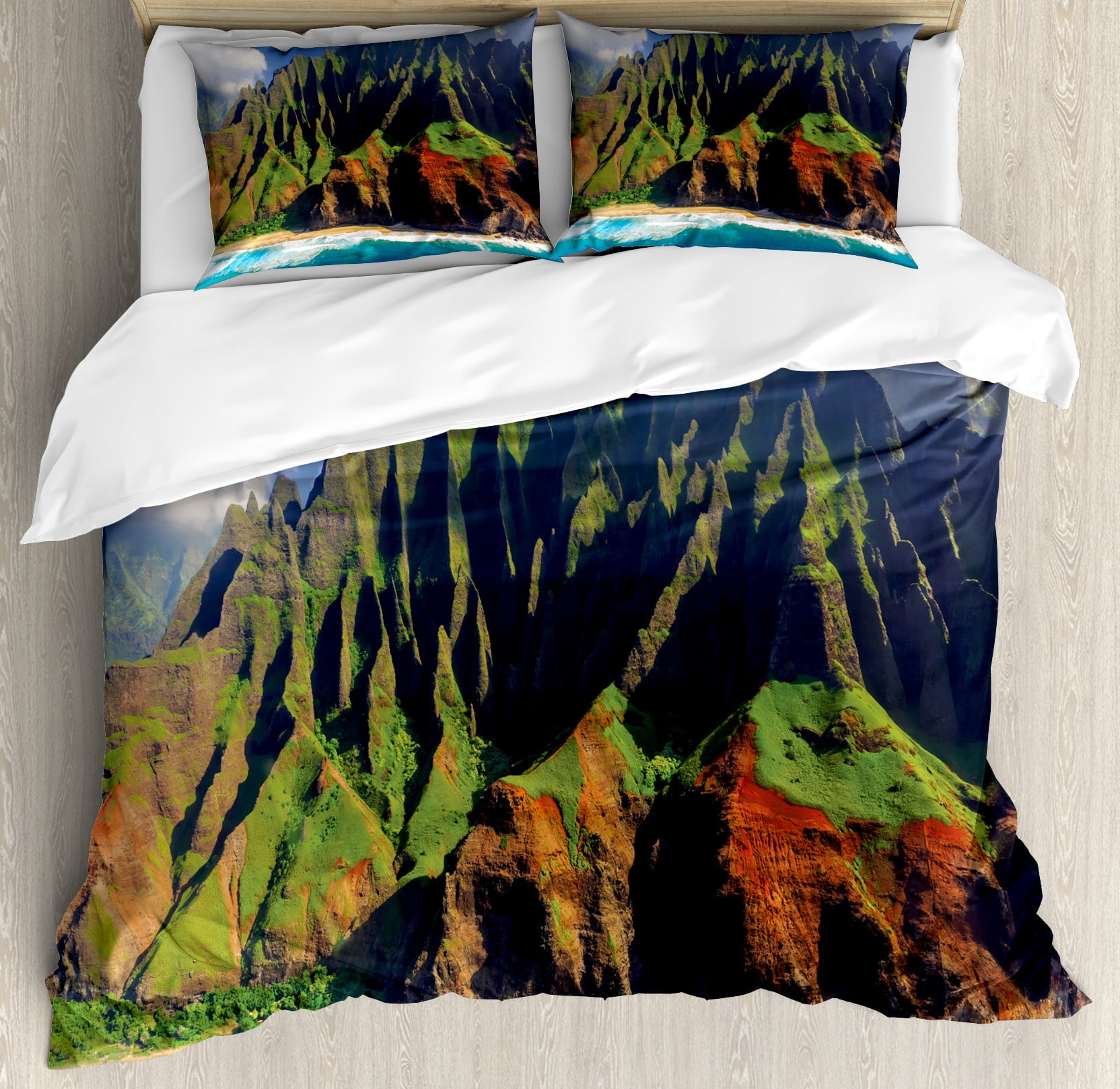 Hawaiian Duvet Cover Set, Aerial View of Na Pali Coast Kauai Hawaii ...
