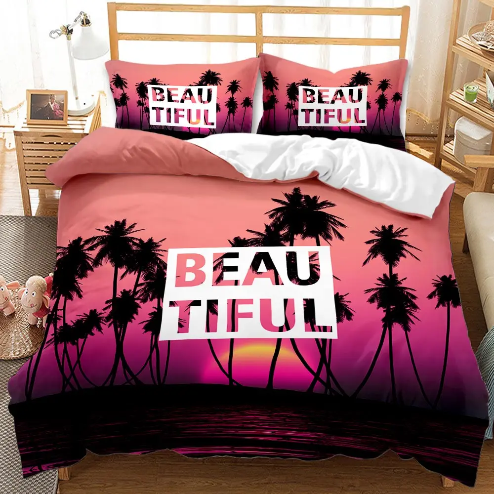 Hawaiian Duvet Cover Tropical Island with The Palm Trees Nature Theme ...