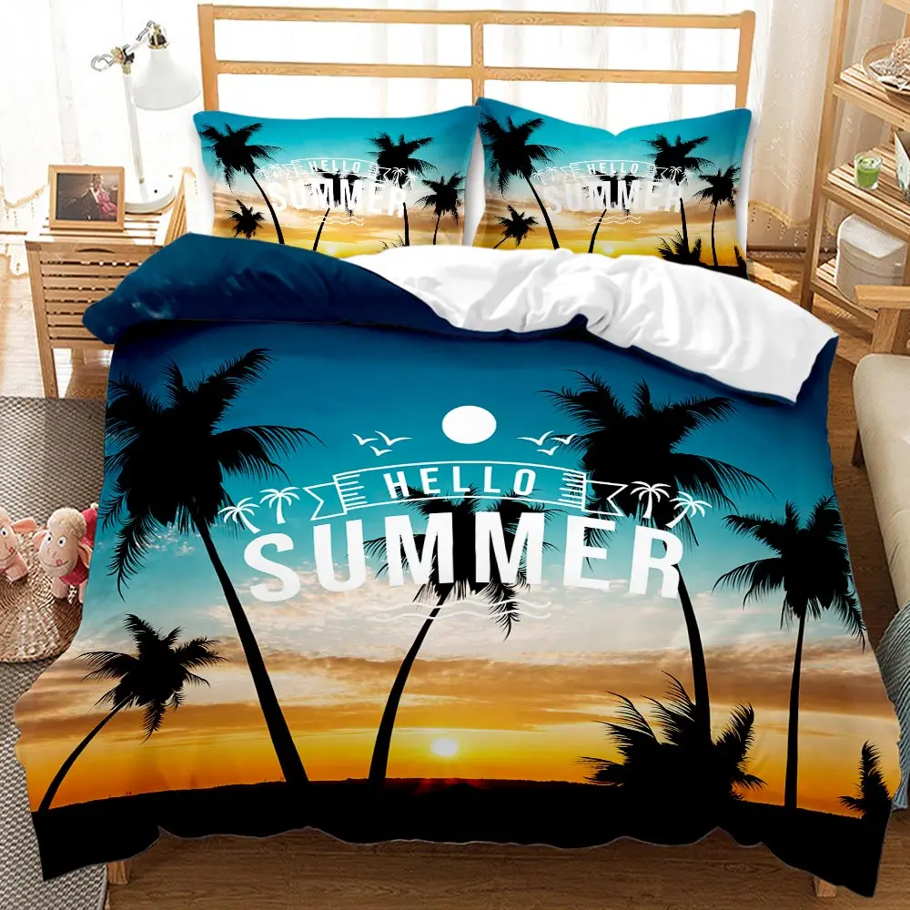 Hawaiian Duvet Cover Tropical Island with The Palm Trees Nature Theme ...