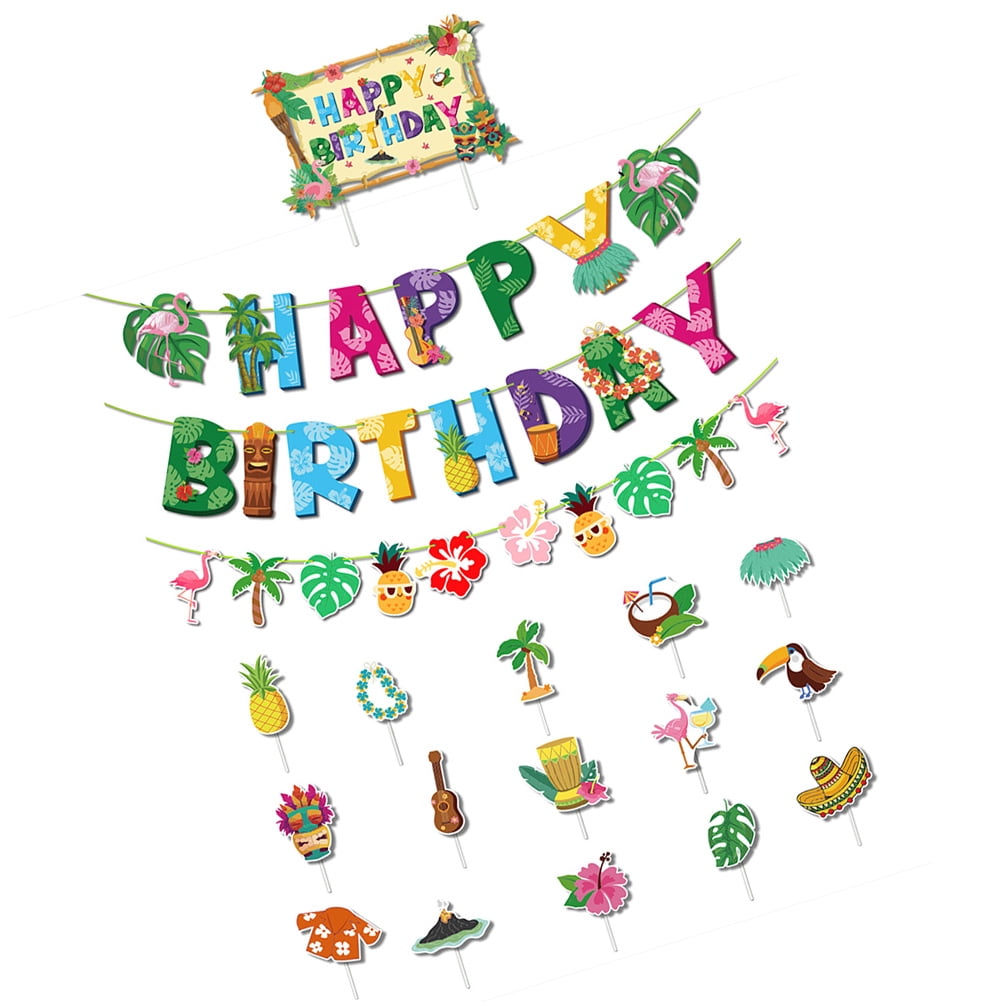 Hawaiian Flag Birthday Banner Child Banquet Food Paper Happy Garland ...