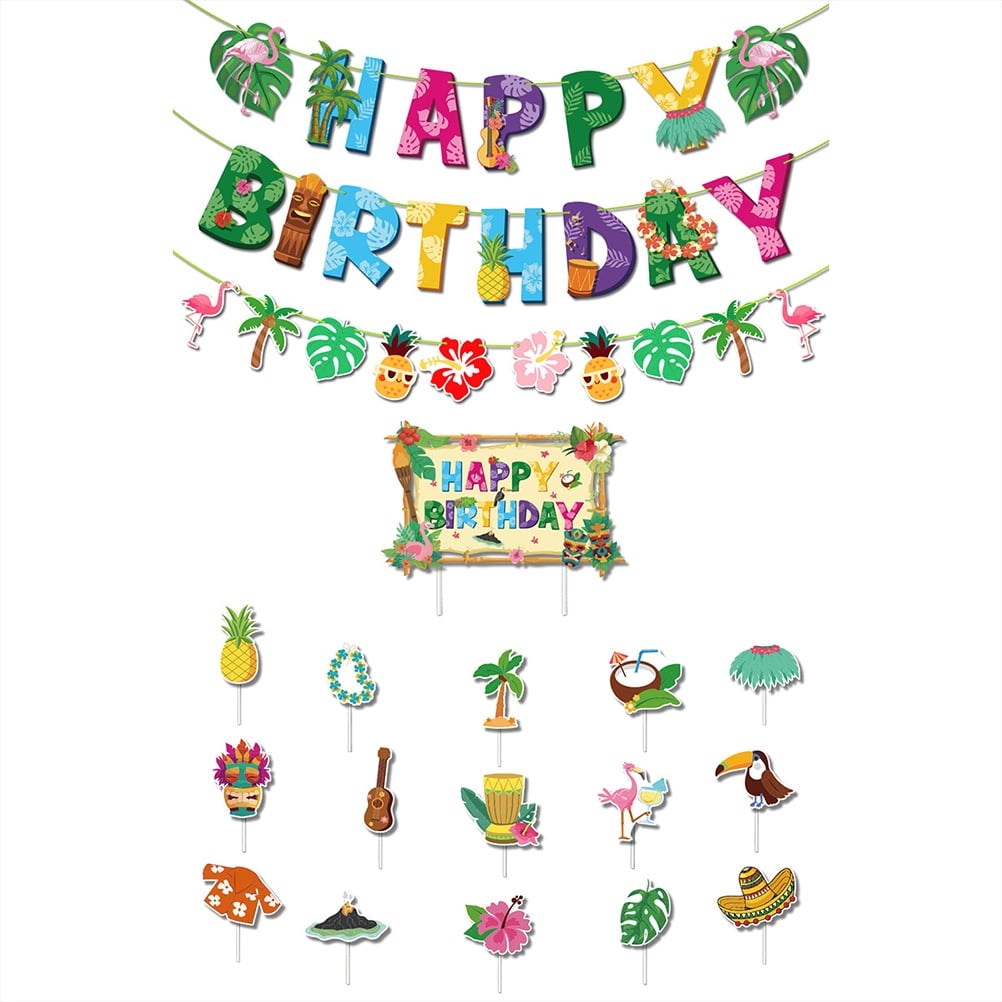 LEORX 1 Set Hawaii Luau Birthday Party Decoration Happy Birthday ...