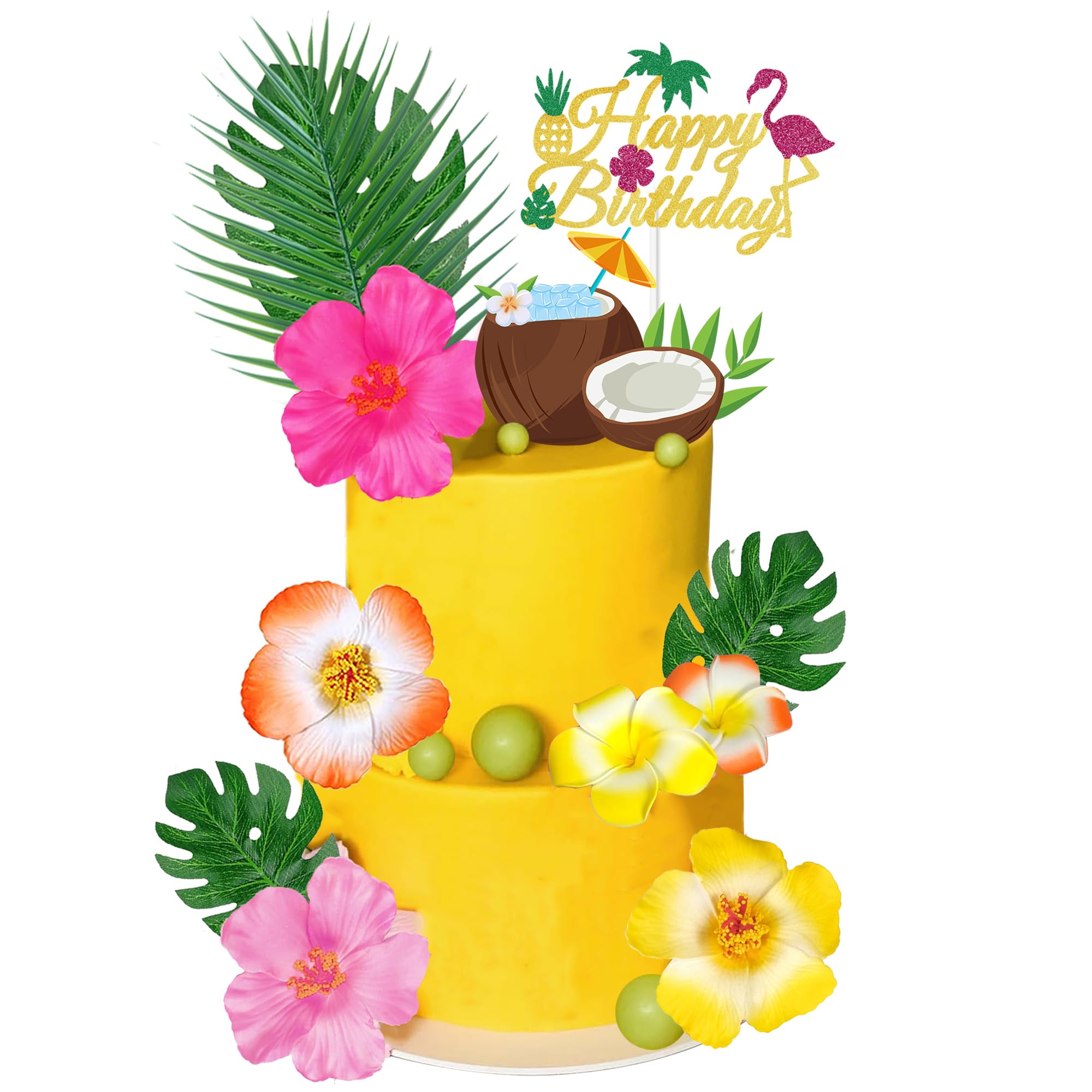 Hawaiian Flamingo Cake Toppers BDF32 Summer Cake Decorations with ...