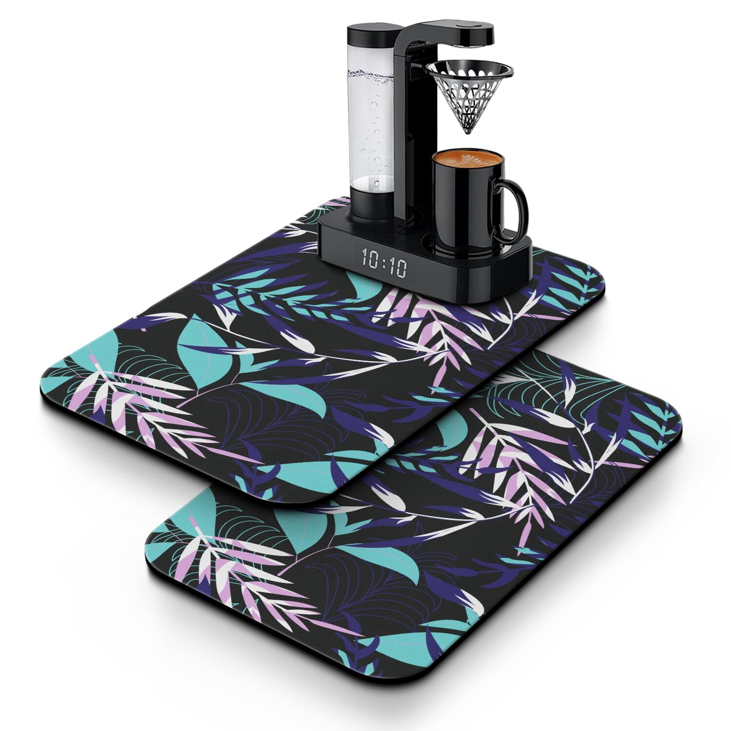 Hawaiian Floral Coffee Bar Mat Set of 2 Multi-Purpose Absorbent & Slip ...