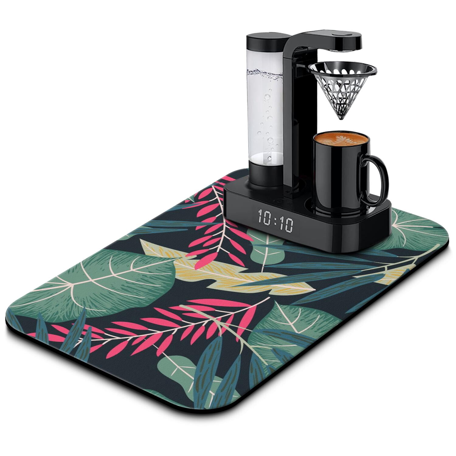 Hawaiian Floral Coffee Mat, Summer Vibe Absorbent Dish Drying Mat ...